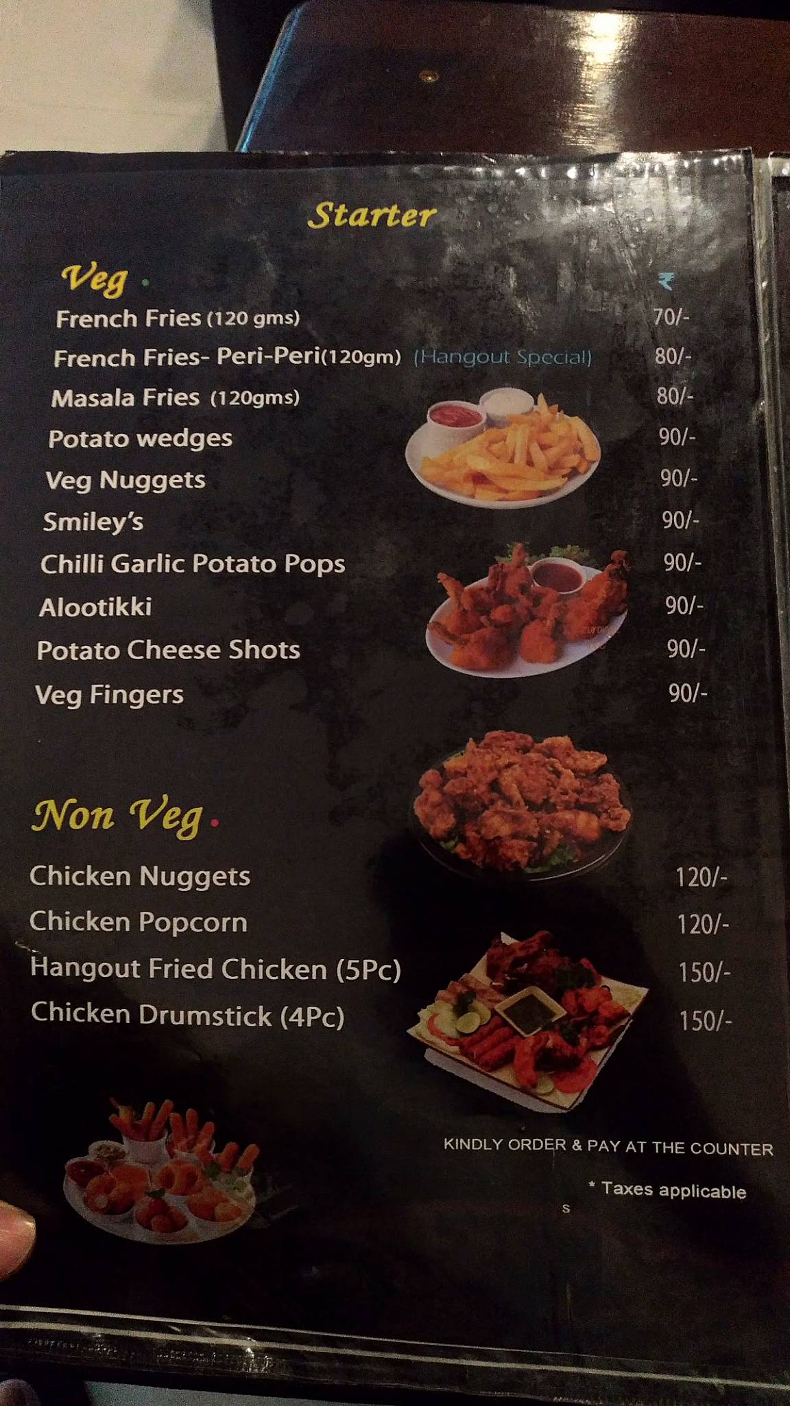 Menu at Hangout Cafe - Roof Top, 6th floor, Anantapur