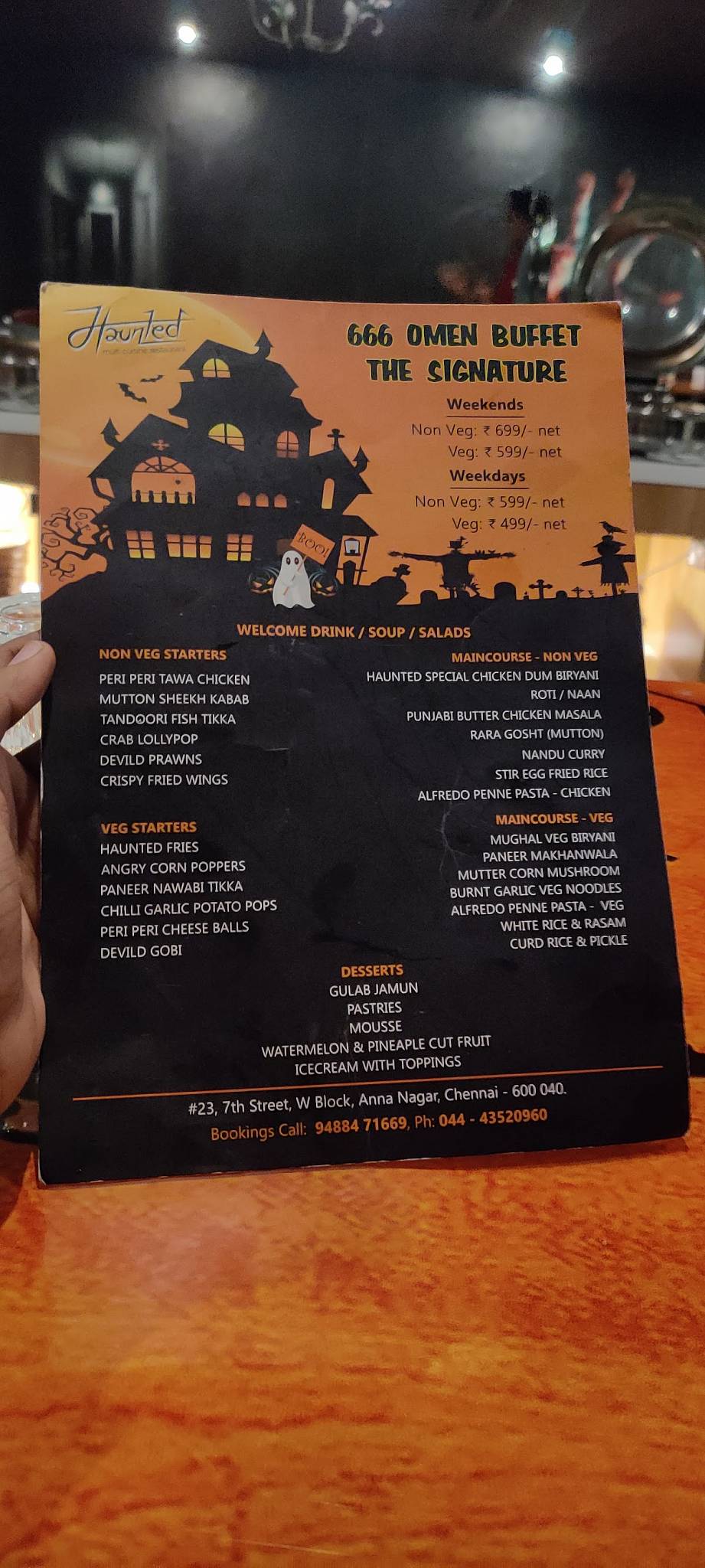 Menu at Haunted Restaurant, Chennai, 23