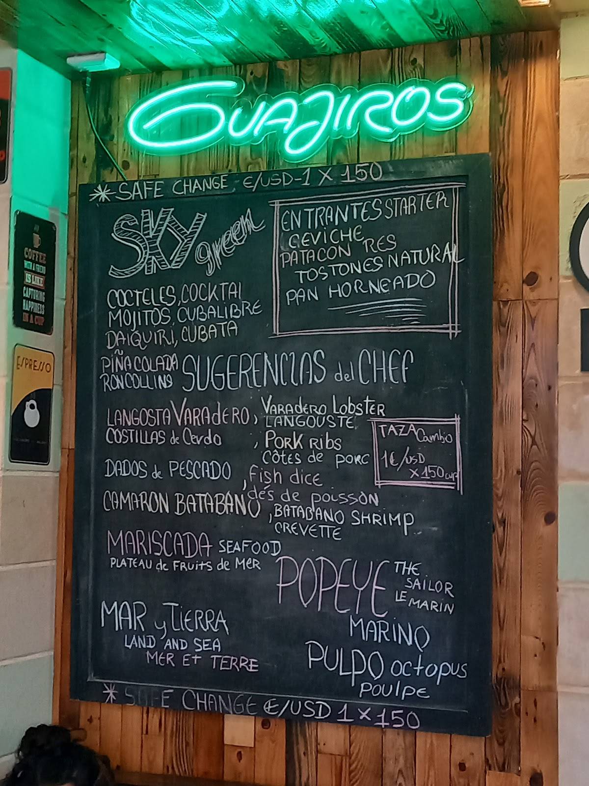 Menu at mojito mojito restaurant, Havana, 4JPX+5QV