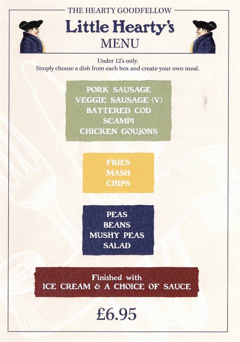 Menu at Hearty Goodfellow pub & bar, Southwell, 81 Church St