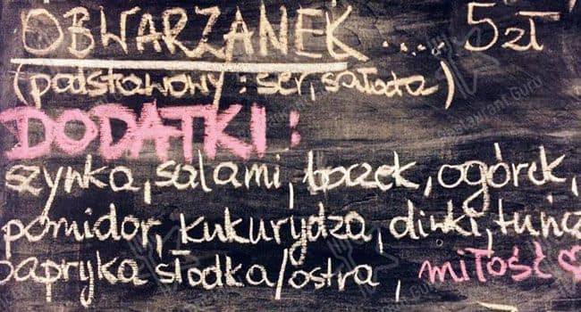 Menu at Hex Cafe, Kraków