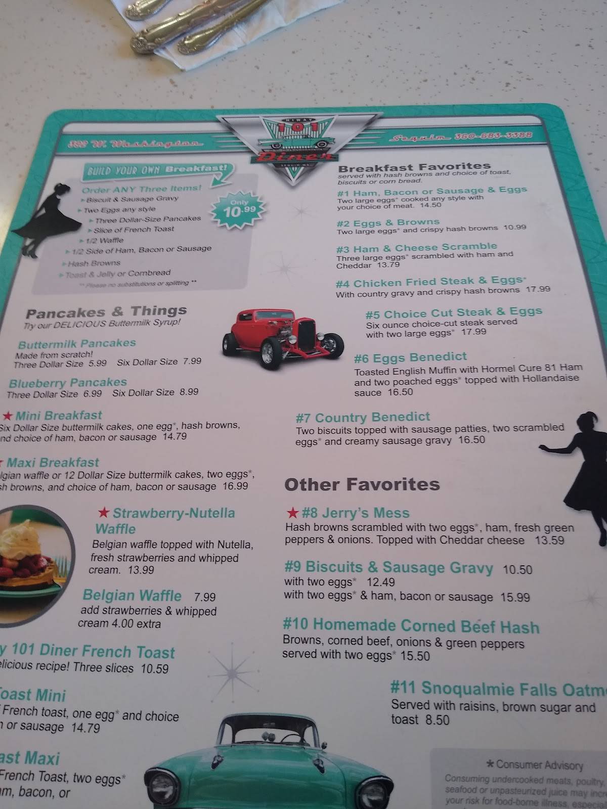 Menu at Hi-Way 101 Diner restaurant, Sequim, 392 W Washington St