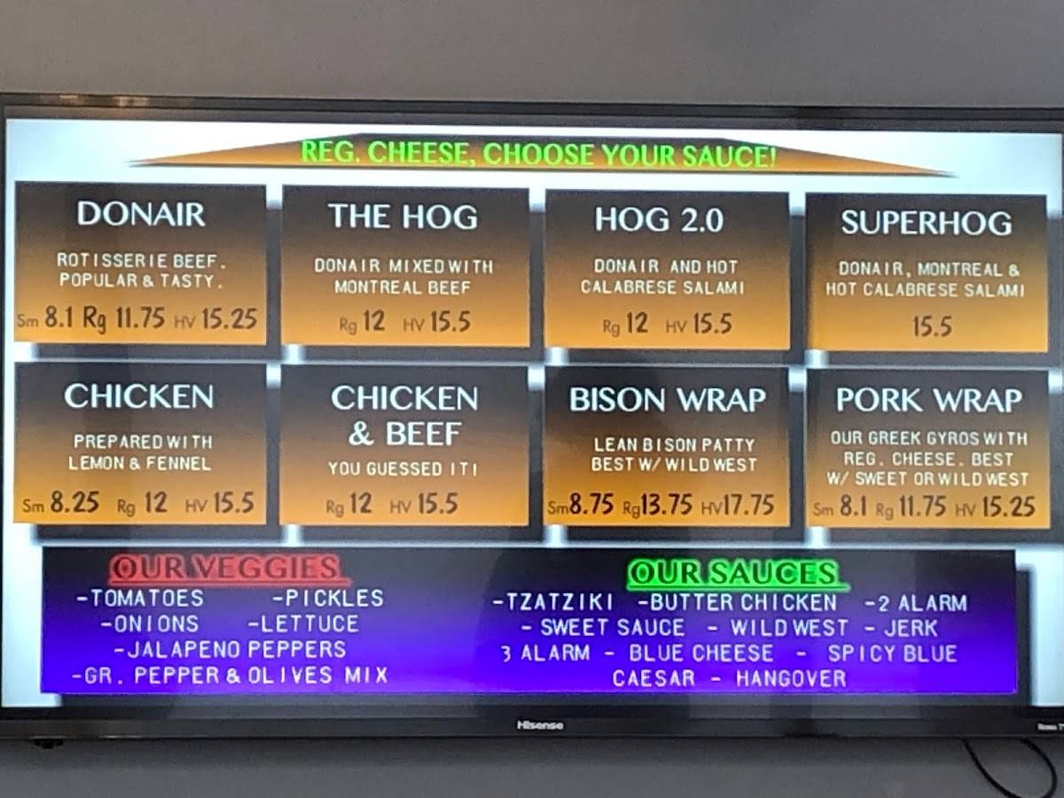 Menu at High Voltage restaurant, Edmonton
