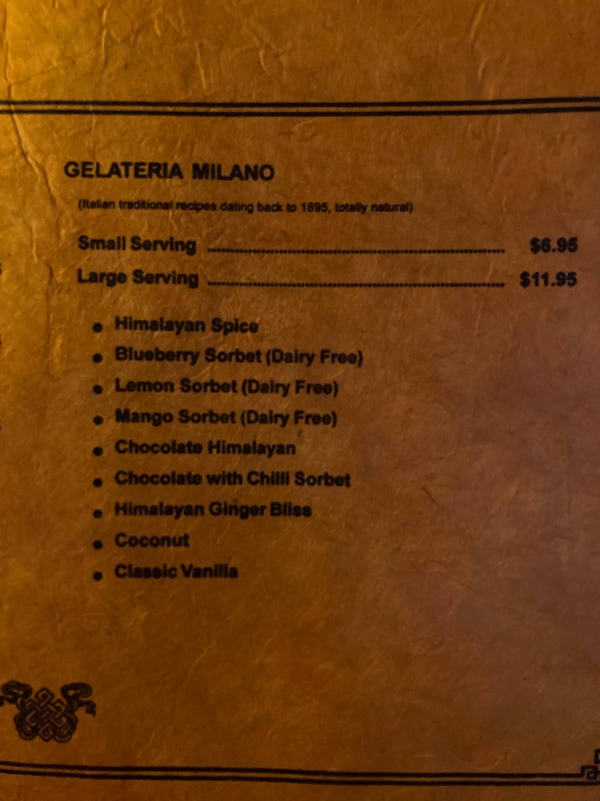 Menu at Himalayan Cafe, New Farm