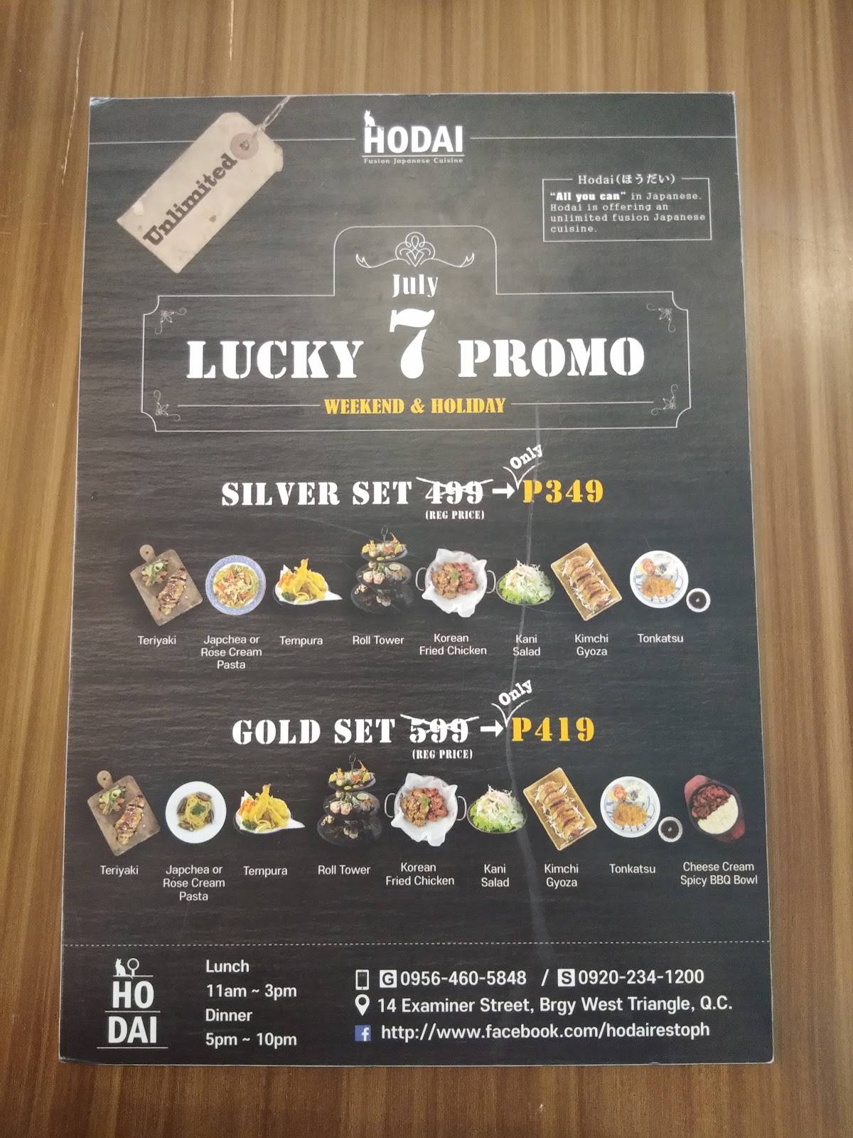 Menu at HODAI Korean BBQ & SEAFOOD Grill, Quezon City