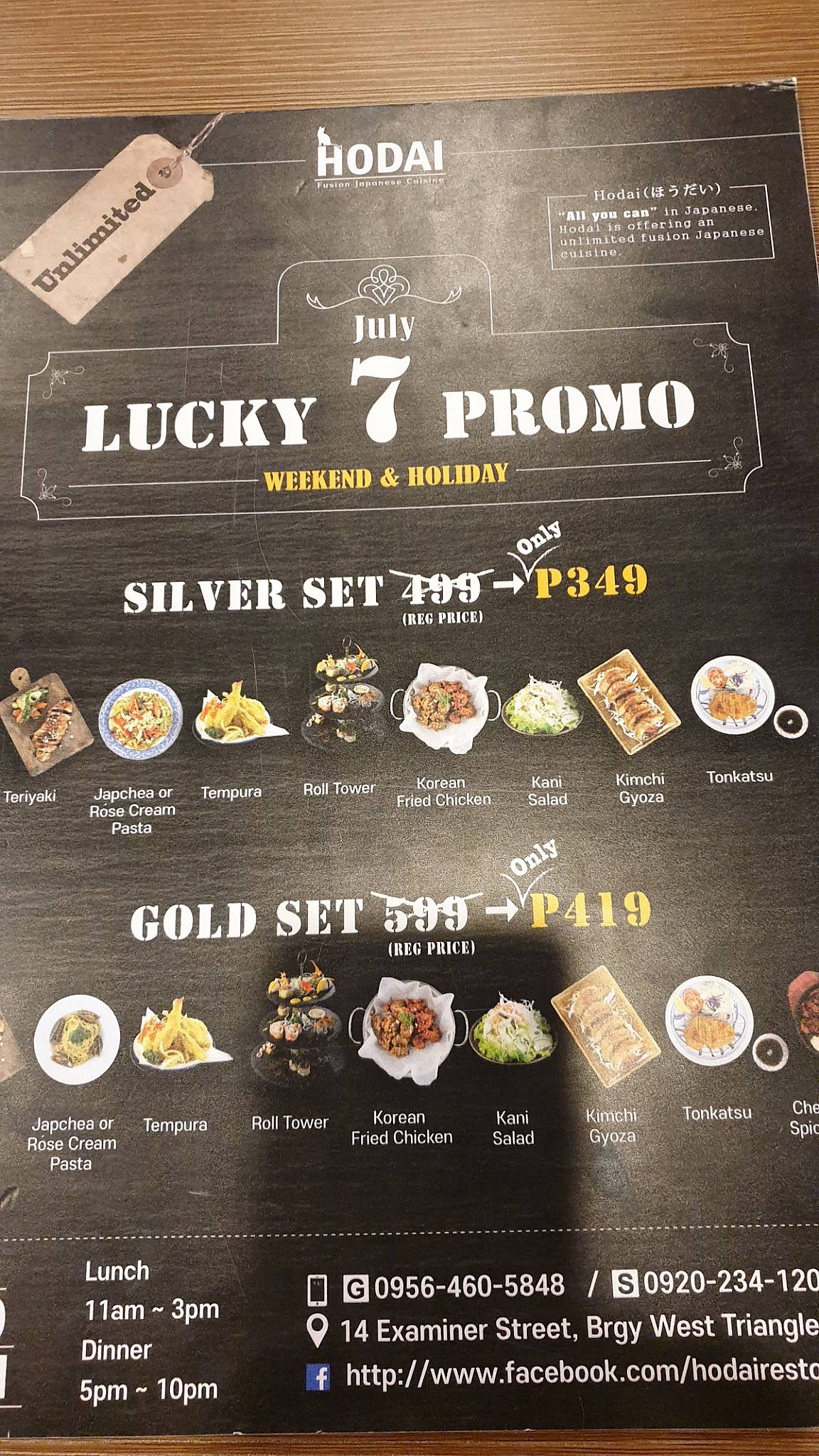 Menu at HODAI Korean BBQ & SEAFOOD Grill, Quezon City