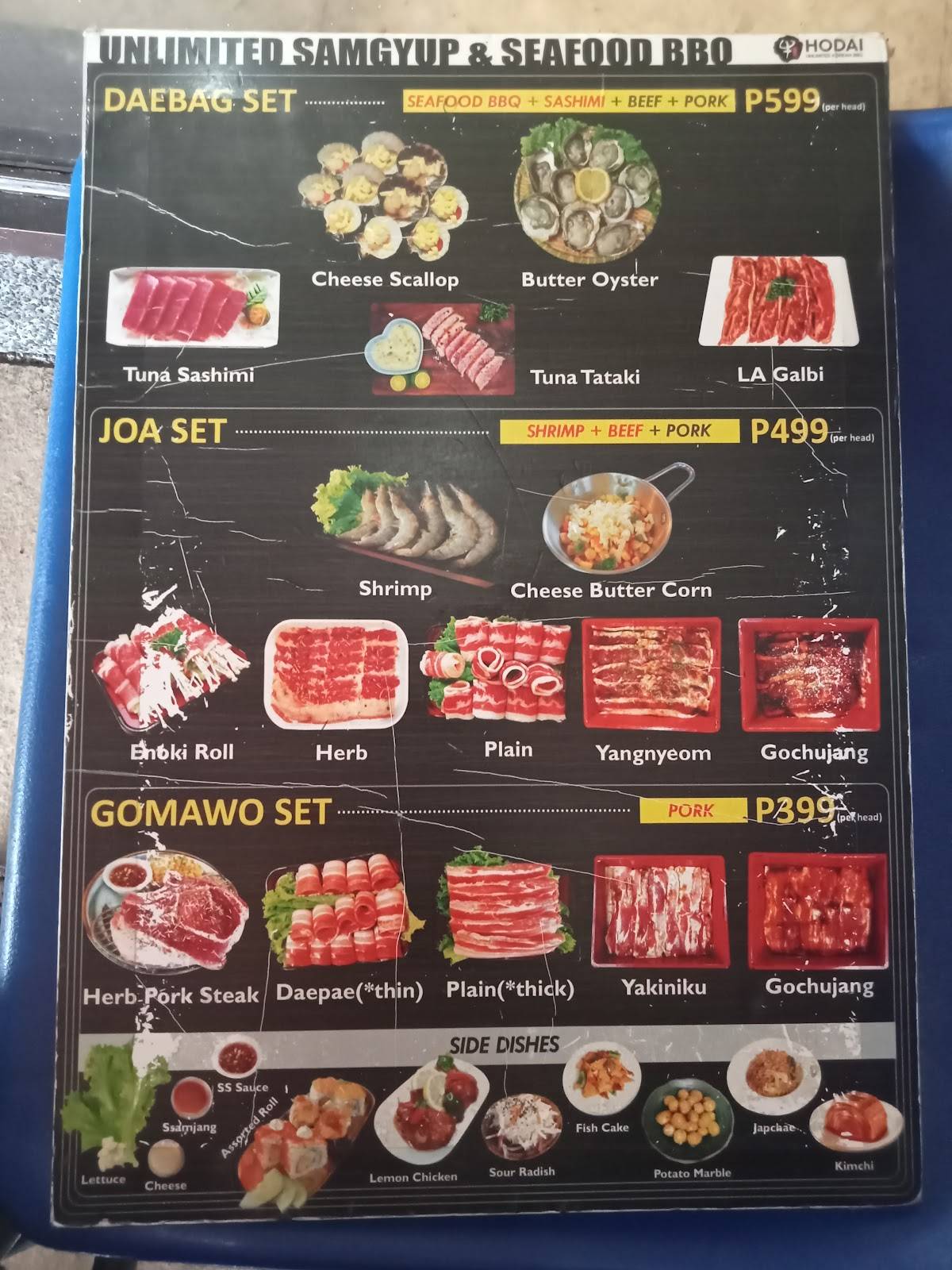 Menu at HODAI Korean BBQ & SEAFOOD Grill, Quezon City