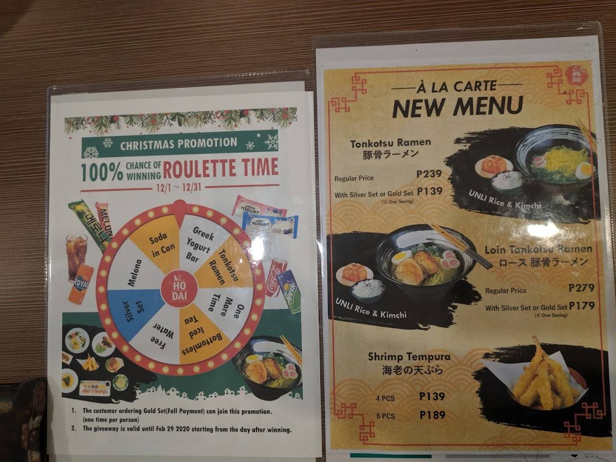 Menu at HODAI Korean BBQ & SEAFOOD Grill, Quezon City