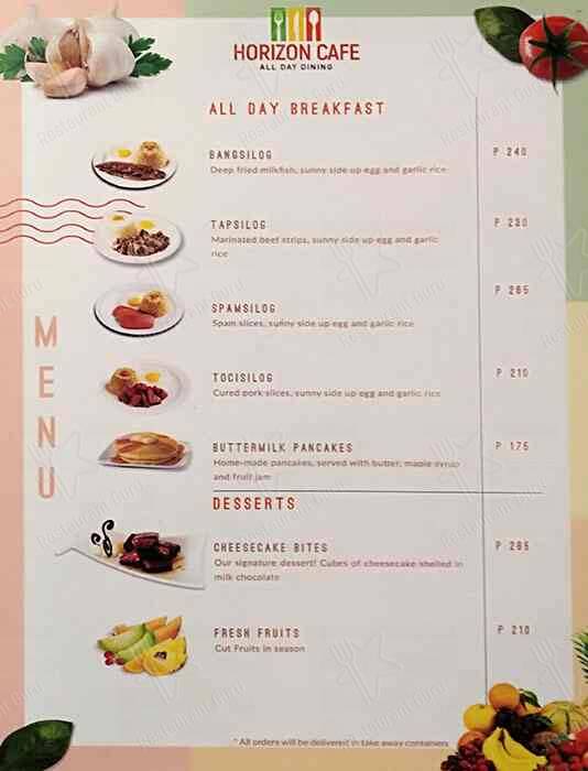Menu at Horizon Cafe - Ortigas, Pasig