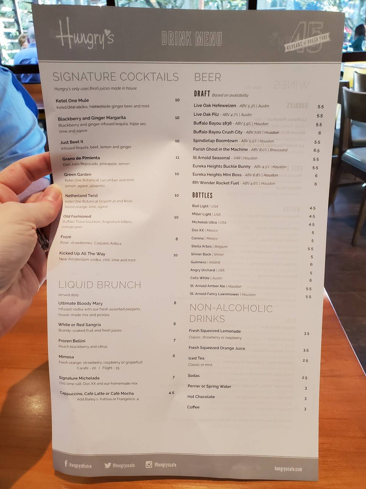 Menu at Hungry's restaurant, Houston, Rice Boulevard fl 2