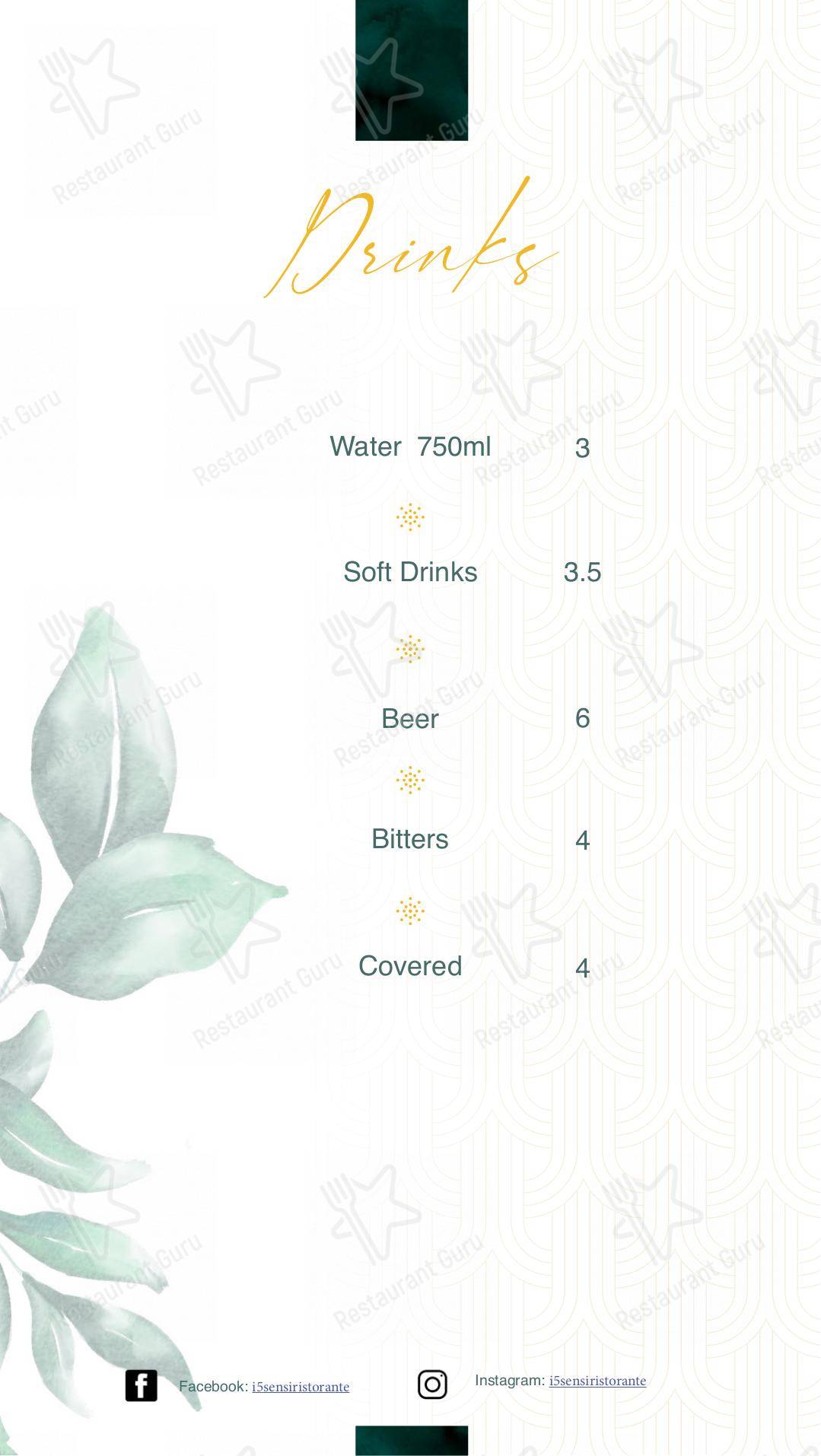 Menu da Ristorante I 5 Sensi, Cuneo
