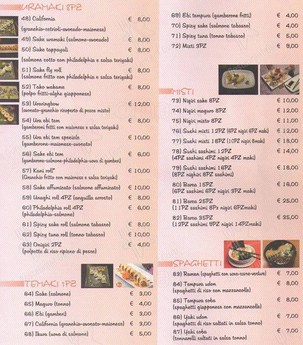 Menu da Il Vigneto ristorante, Roma, Piazza Capri