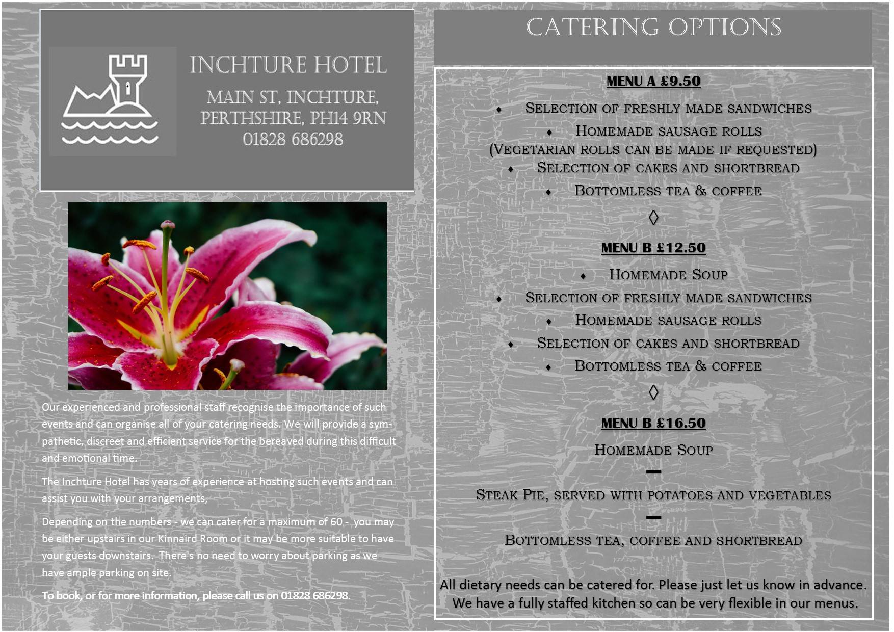 Menu at Inchture Hotel, Restaurant & Bar, Inchture