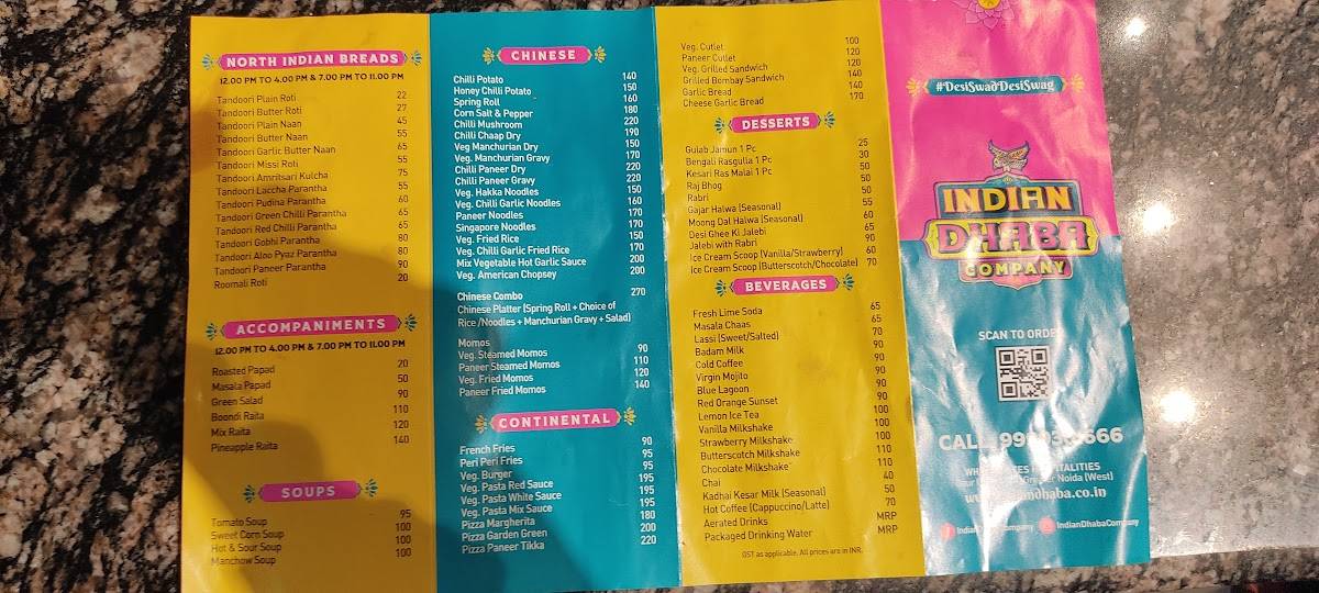 Menu at Indian Dhaba Company, Noida, CLUB