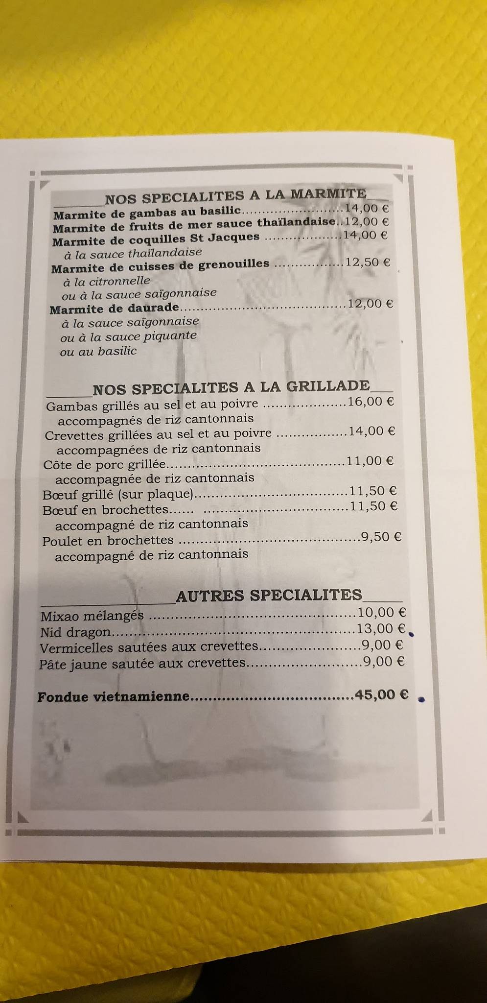 Menu au Indochine restaurant, Castanet-Tolosan, 18 Av. du Lauragais