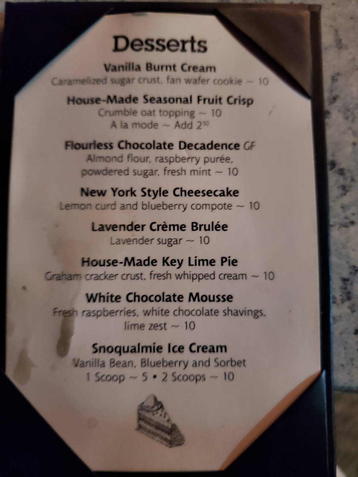 Menu at Ivar's Salmon House restaurant, Seattle
