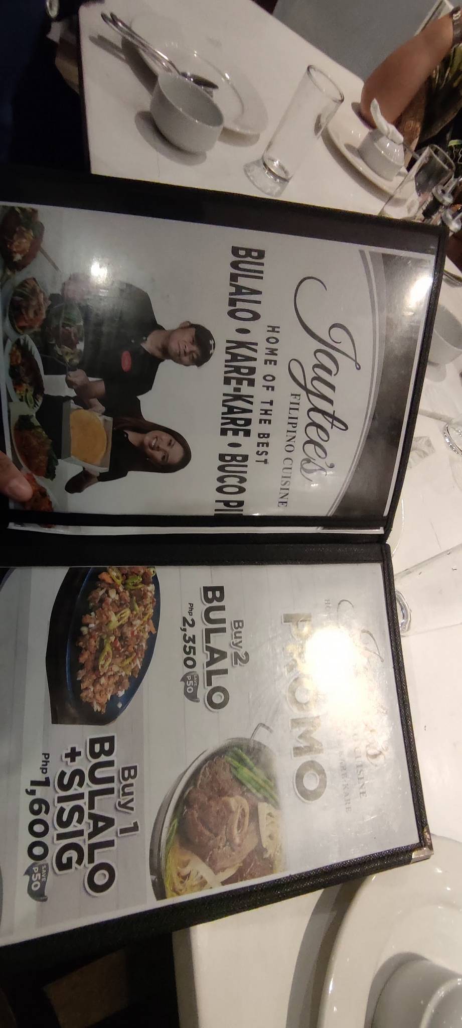 Menu at Jaytee's Classic Filipino Cuisine restaurant, Tagaytay, 4W2X+H5H