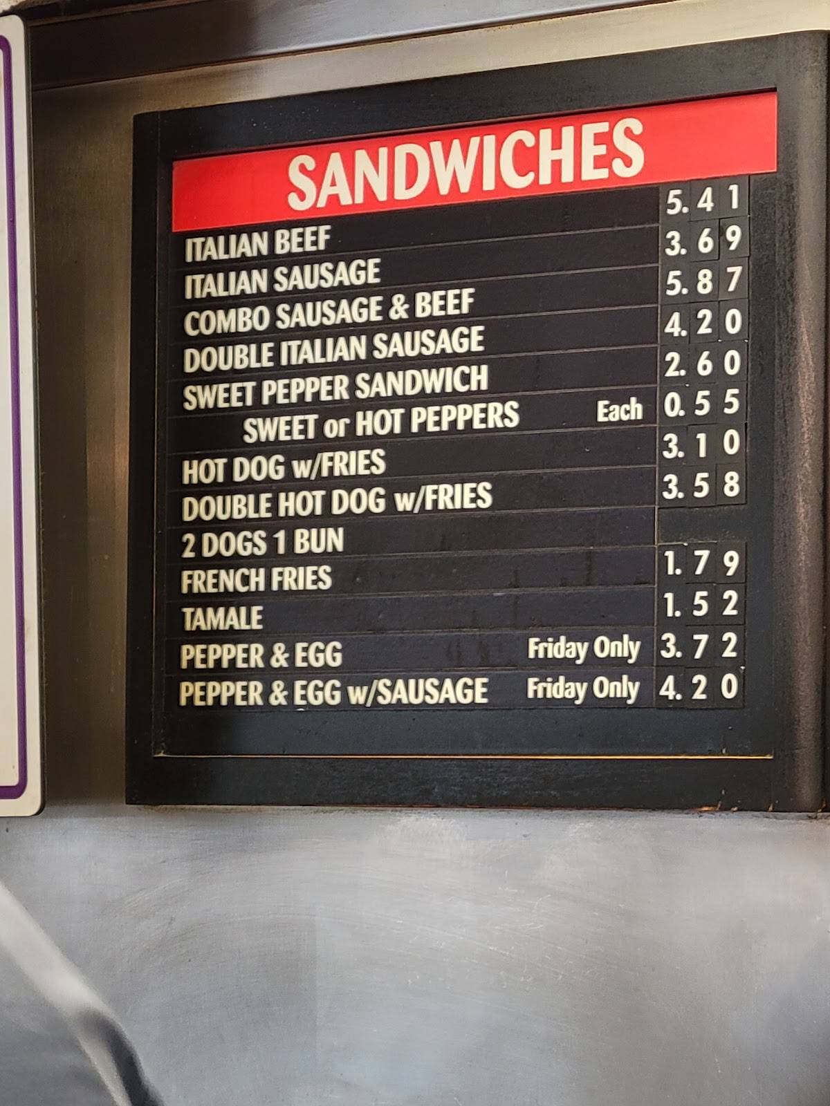 Menu at Johnnie's Beef restaurant, Elmwood Park, W North Ave