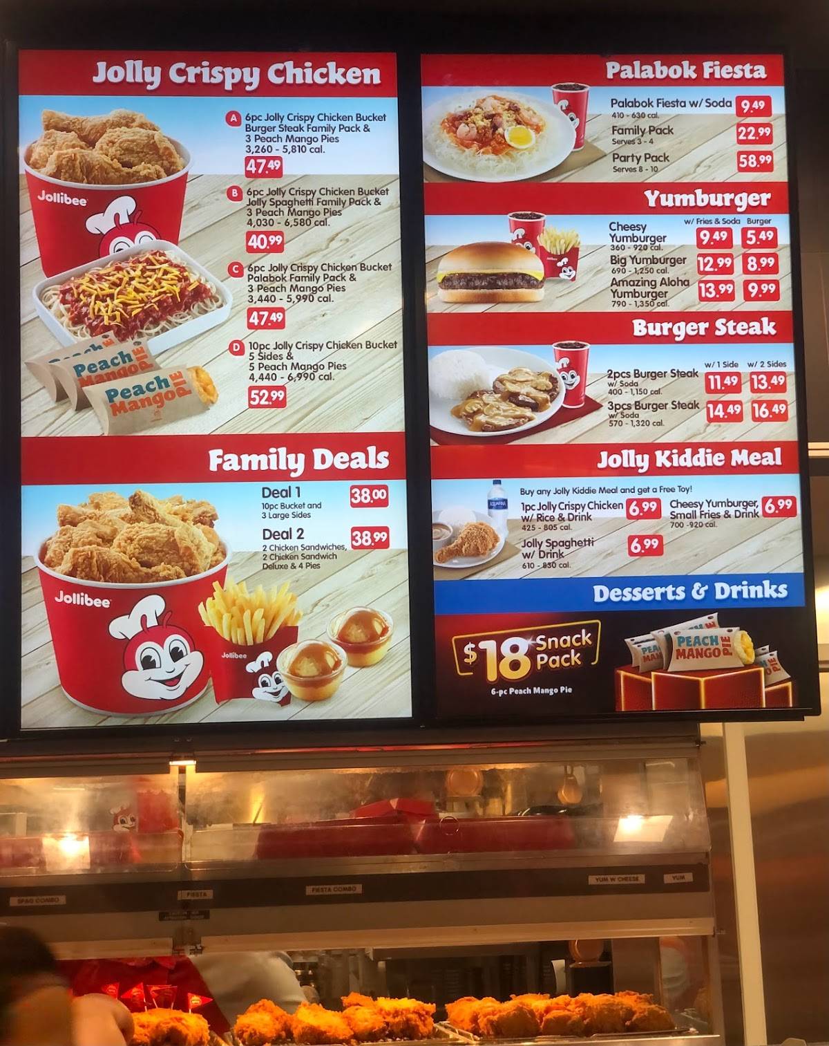 Menu au Jollibee fast food, Toronto, 334 Yonge St