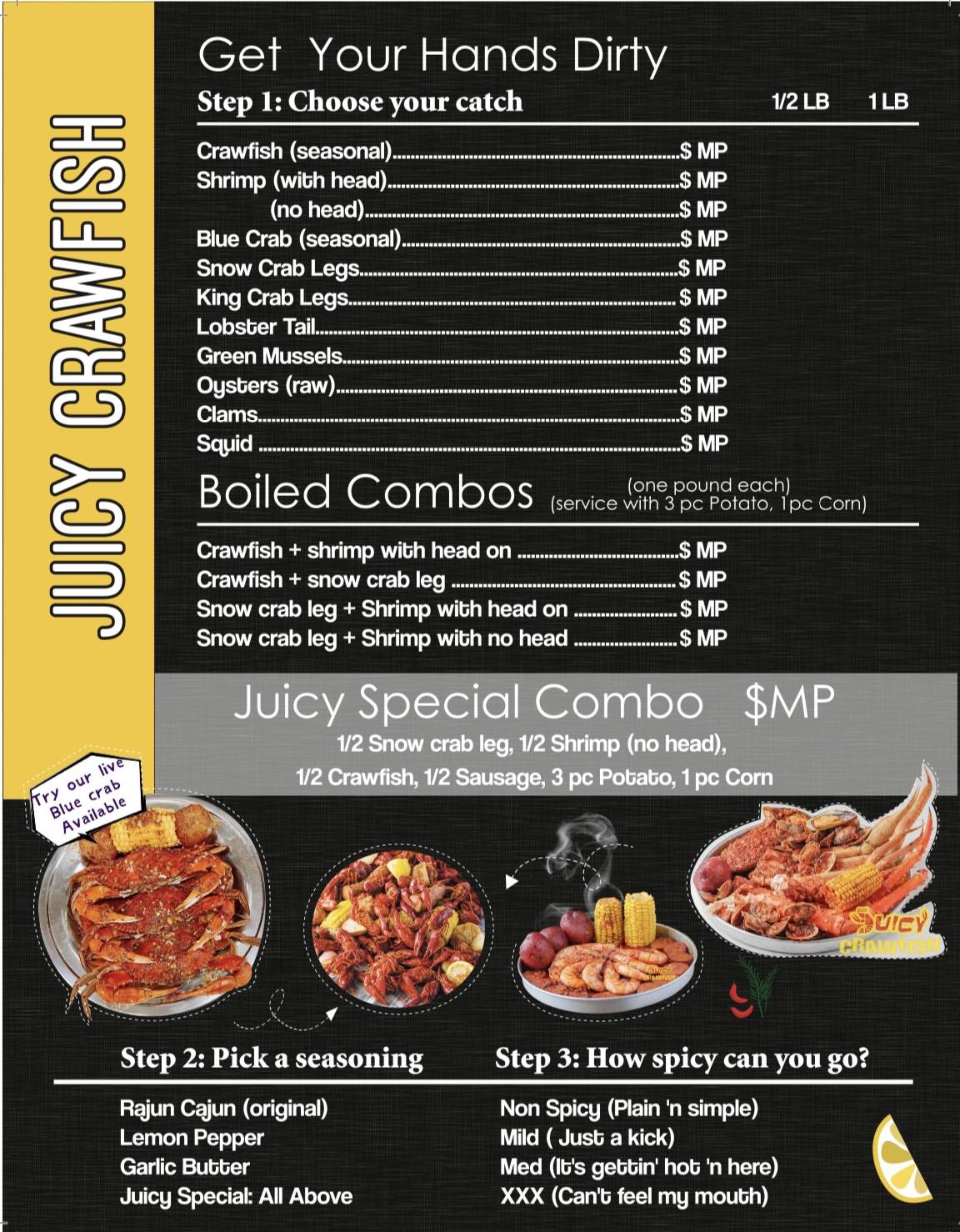 Menu at Juicy Crawfish & Seafood restaurant, College Station