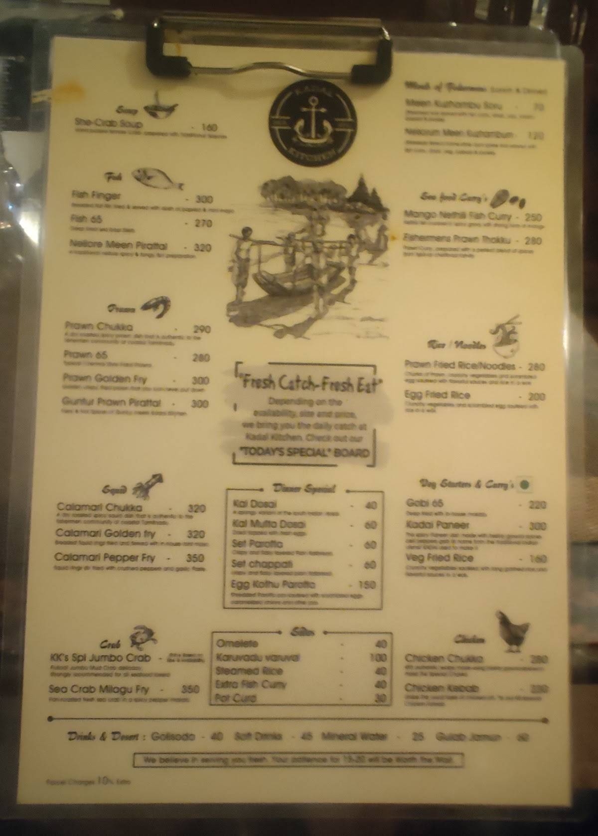 Menu at KADAL KITCHEN (T.Nagar), Chennai, 1/10 1st street