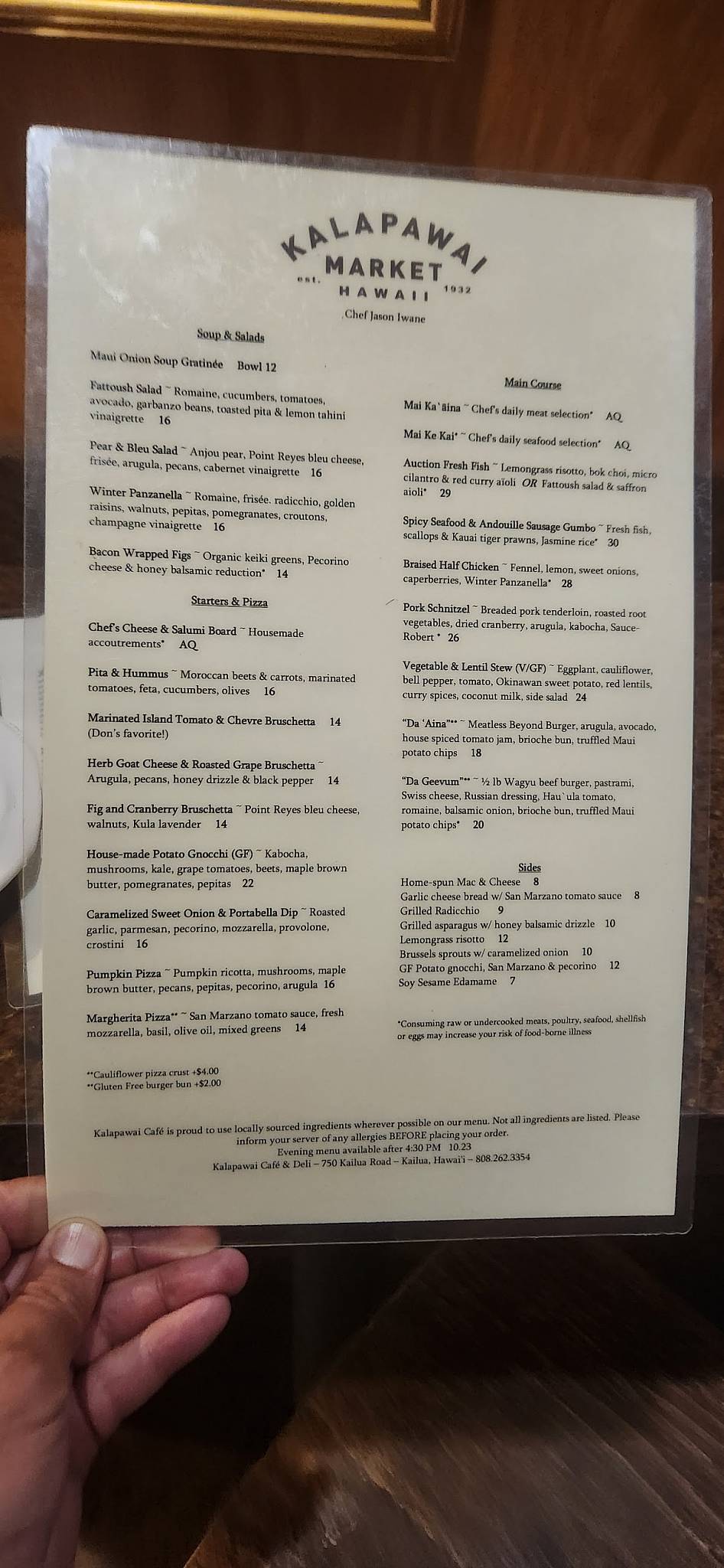 Menu at Kalapawai Cafe & Deli, Kailua