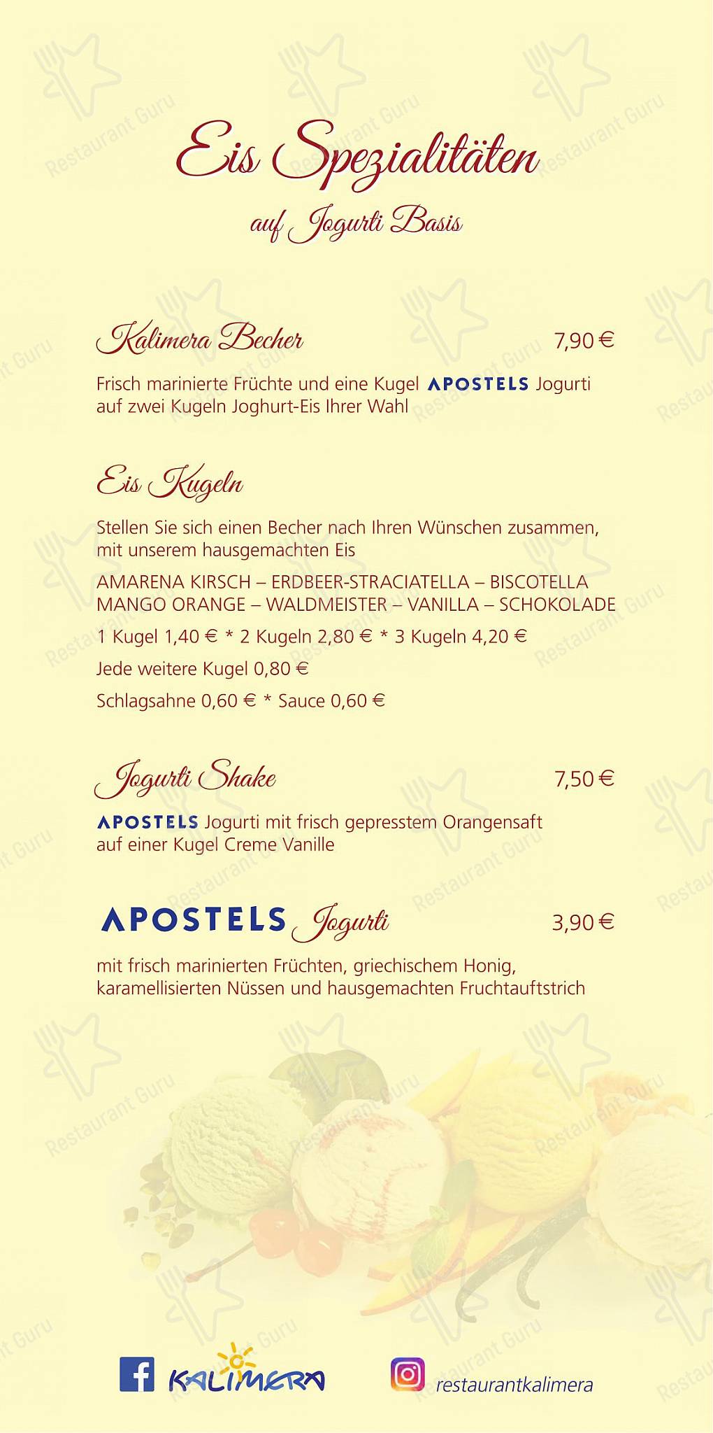 Speisekarte von Kalimera restaurant, Garbsen