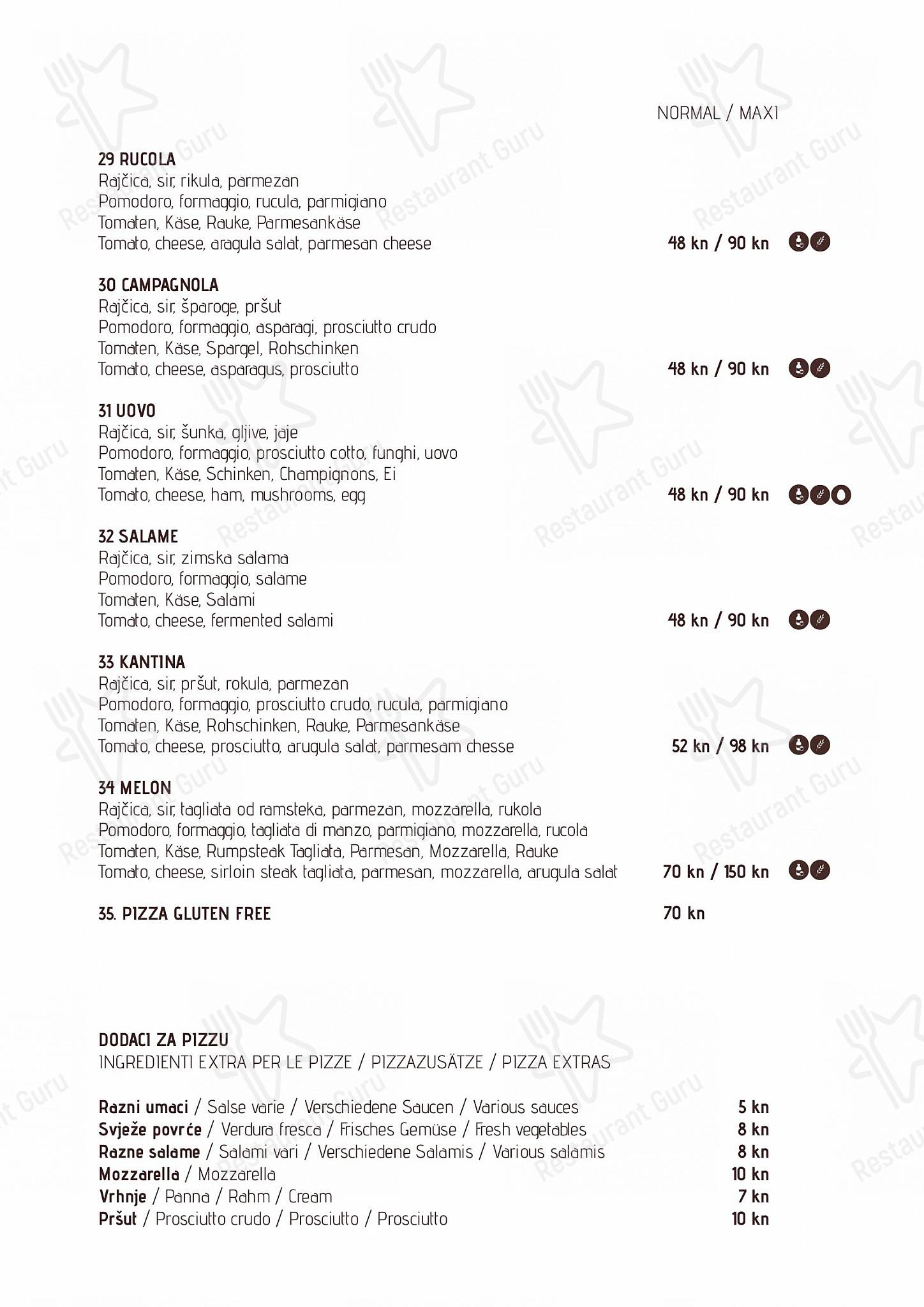 Menu at Restaurant Melon, Petrovija