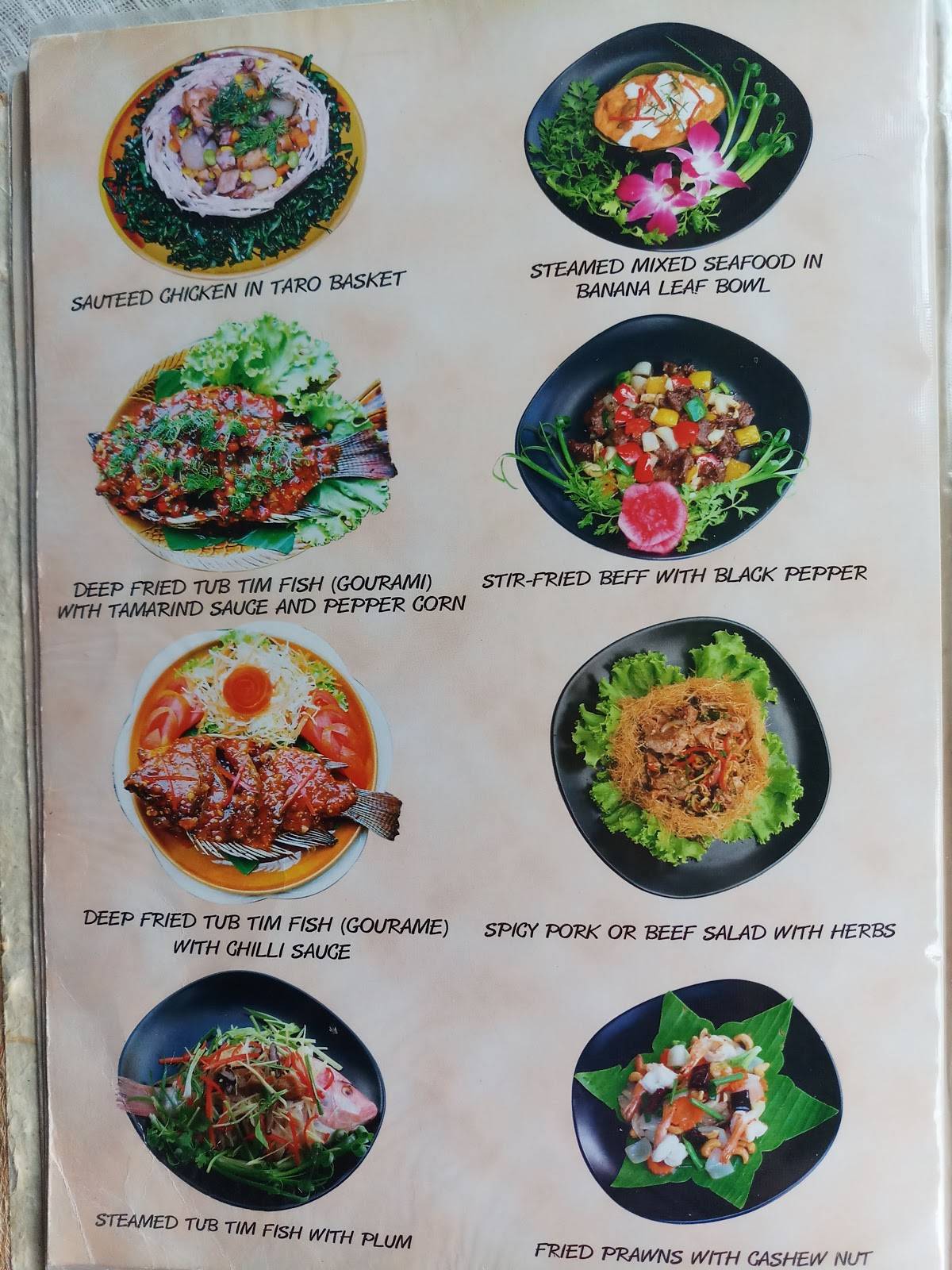 Menu at Kao Kab Kang restaurant, Chiang Mai