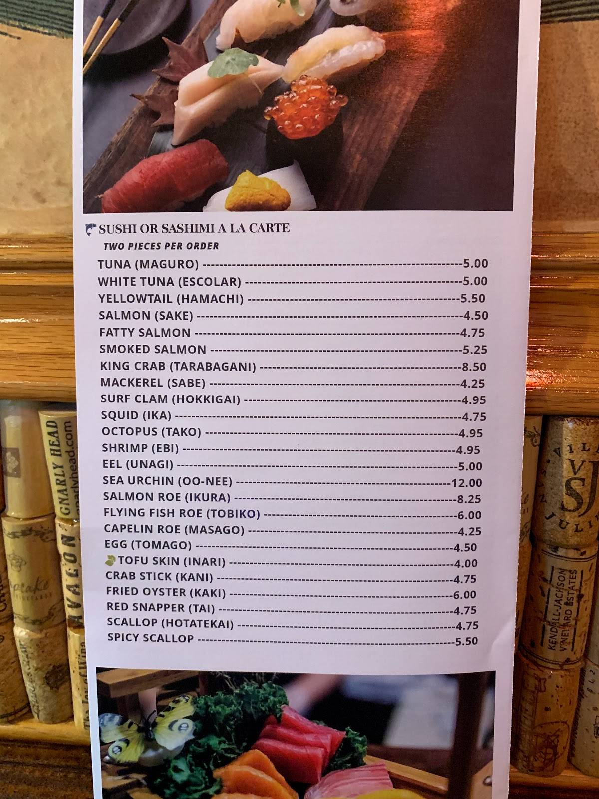 Menu at Kawa sushi house restaurant, Dunnellon
