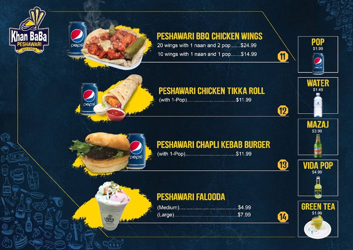 Menu at Khan Baba Peshawari restaurant, Vaughan, Hwy 7 #1