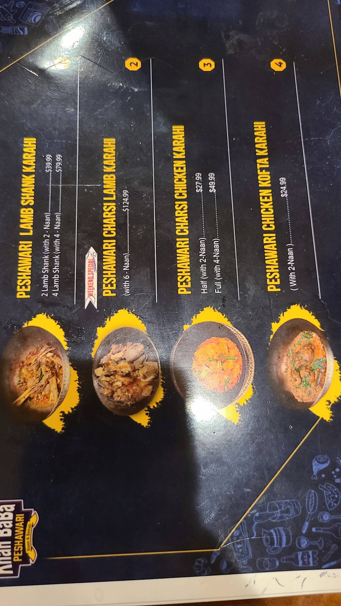 Menu at Khan Baba Peshawari restaurant, Vaughan, Hwy 7 #1