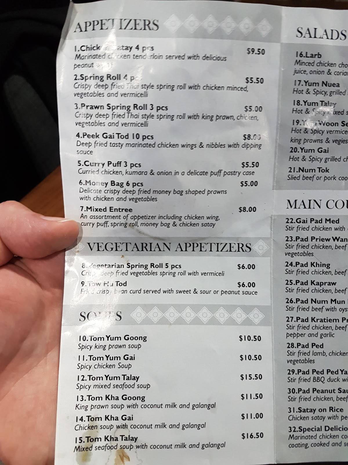 Menu at Khoo Thai Takeaway fast food, Auckland