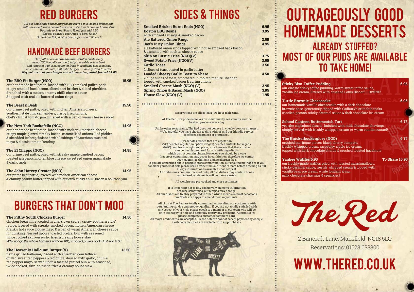 Menu at The Red Bar & Grill, Mansfield