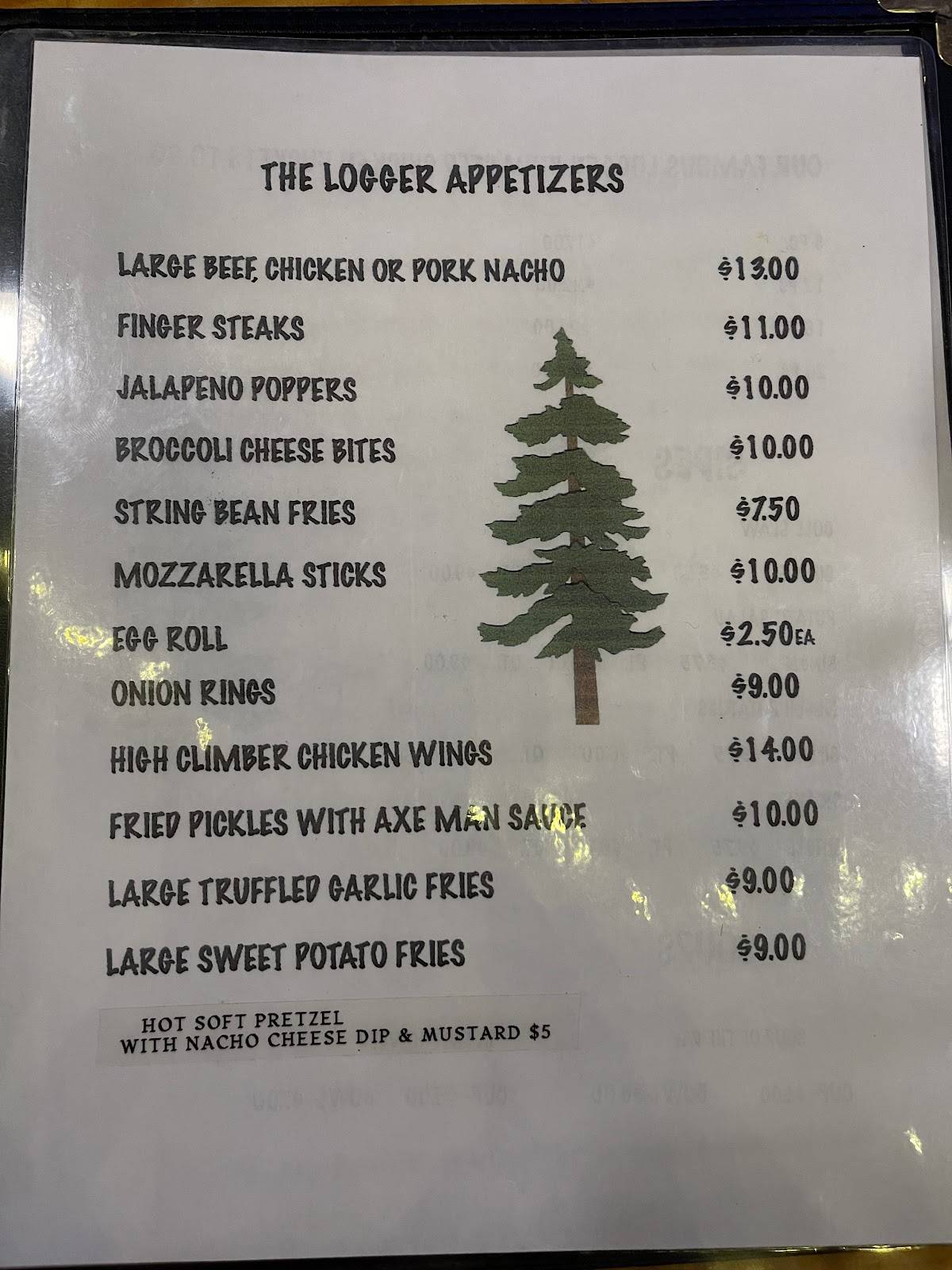 Menu at The Logger Restaurant, Knappa