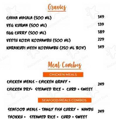 Menu at Kolapasi (Peelamedu), Coimbatore, NR Complex