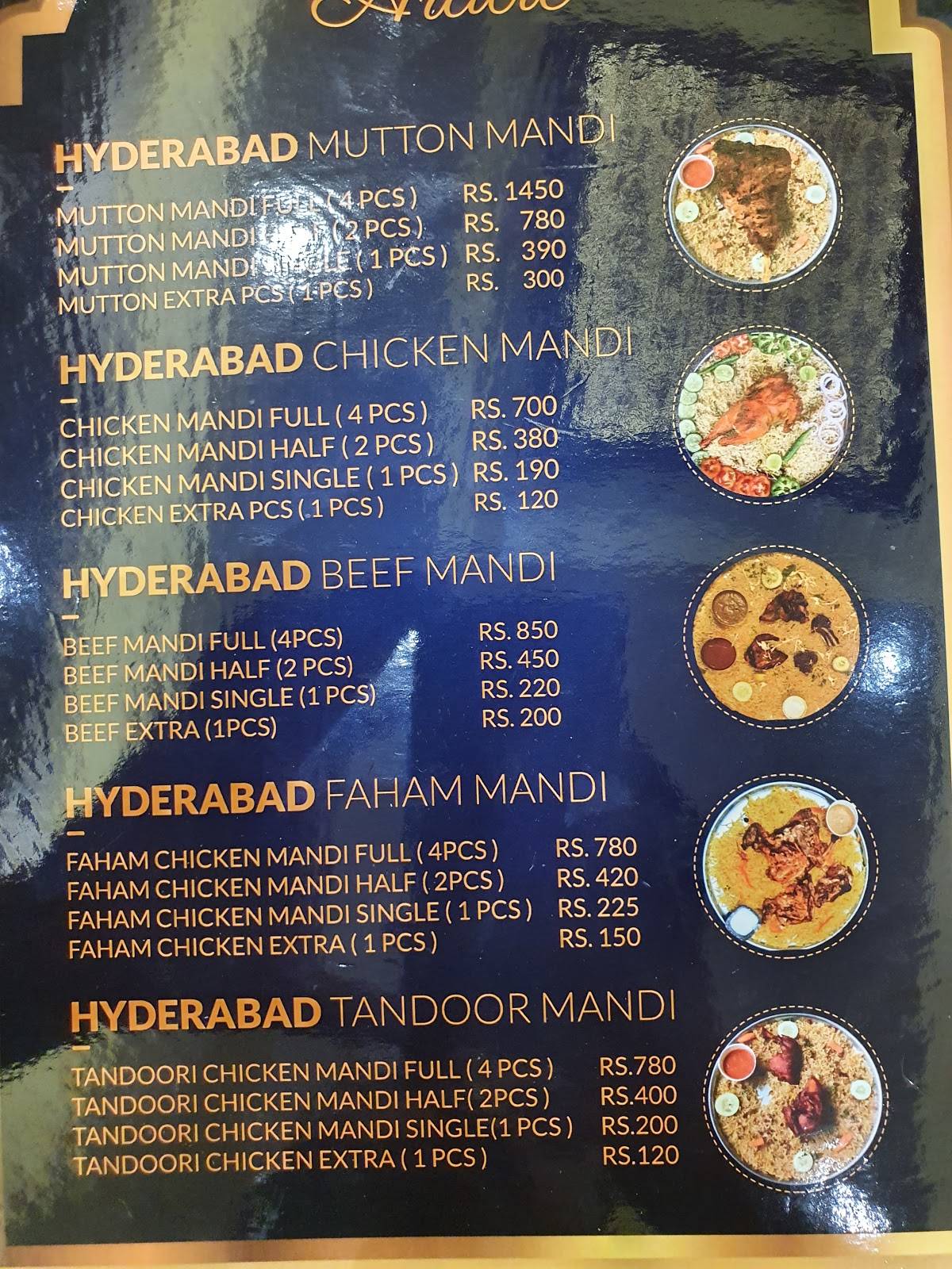 Menu at Mataam-Al Rahath, Kollam