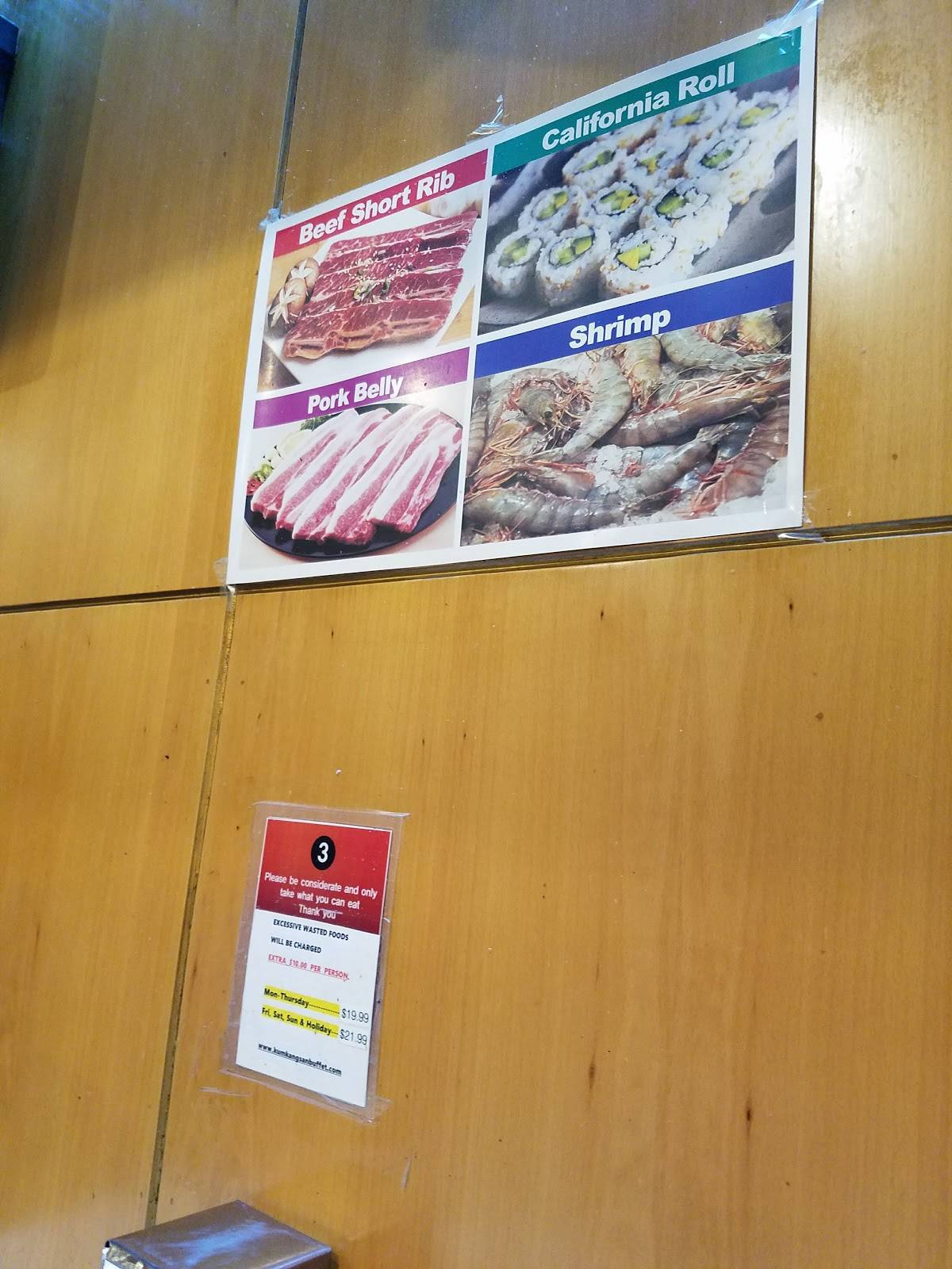 Menu at Kum Kang San BBQ Grill Buffet, Federal Way