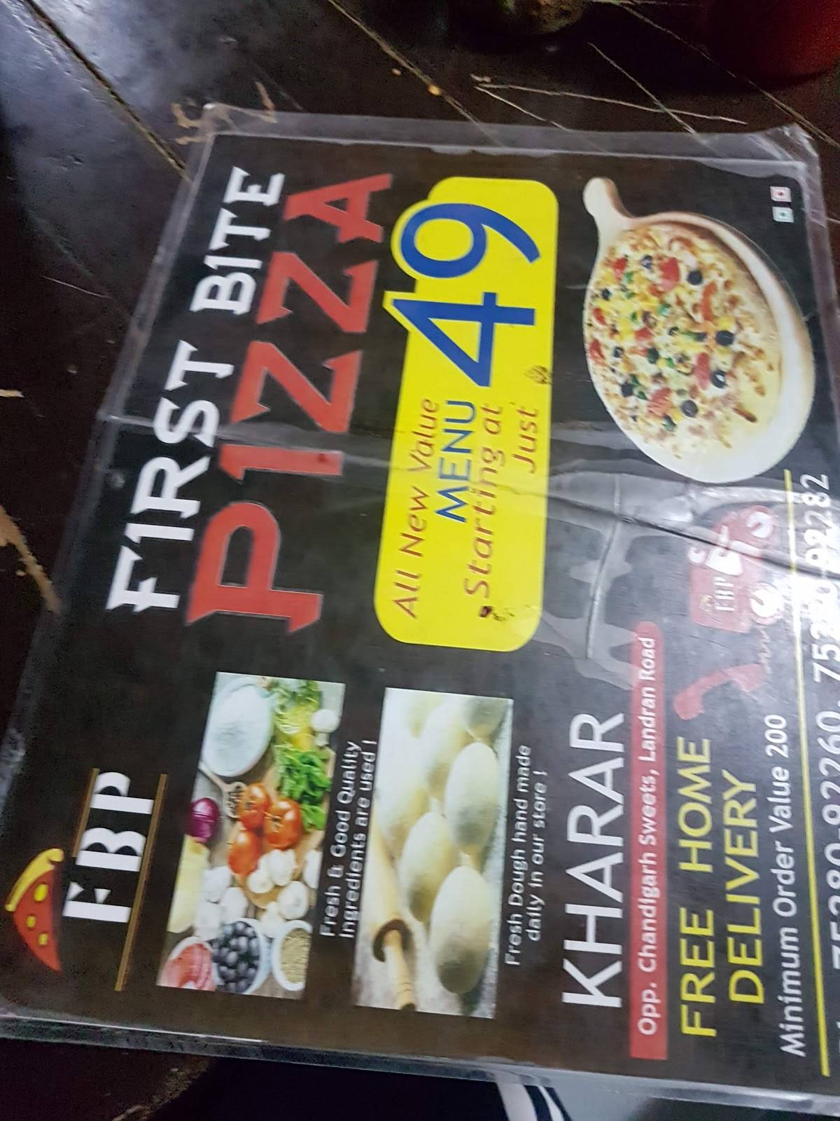 Menu at First Bite Pizza, Kurali