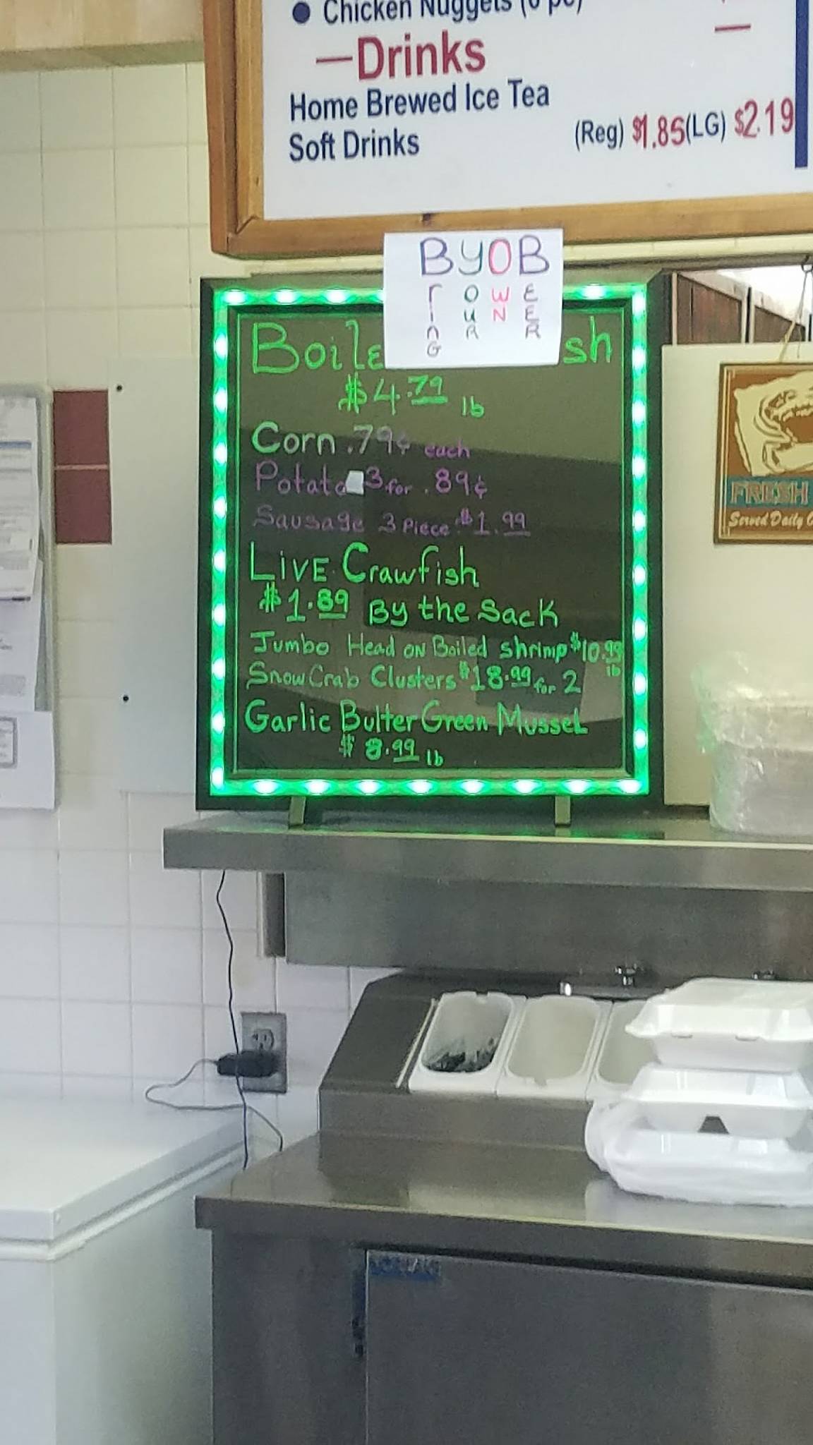 Menu at LTK Crawfish restaurant, Houston