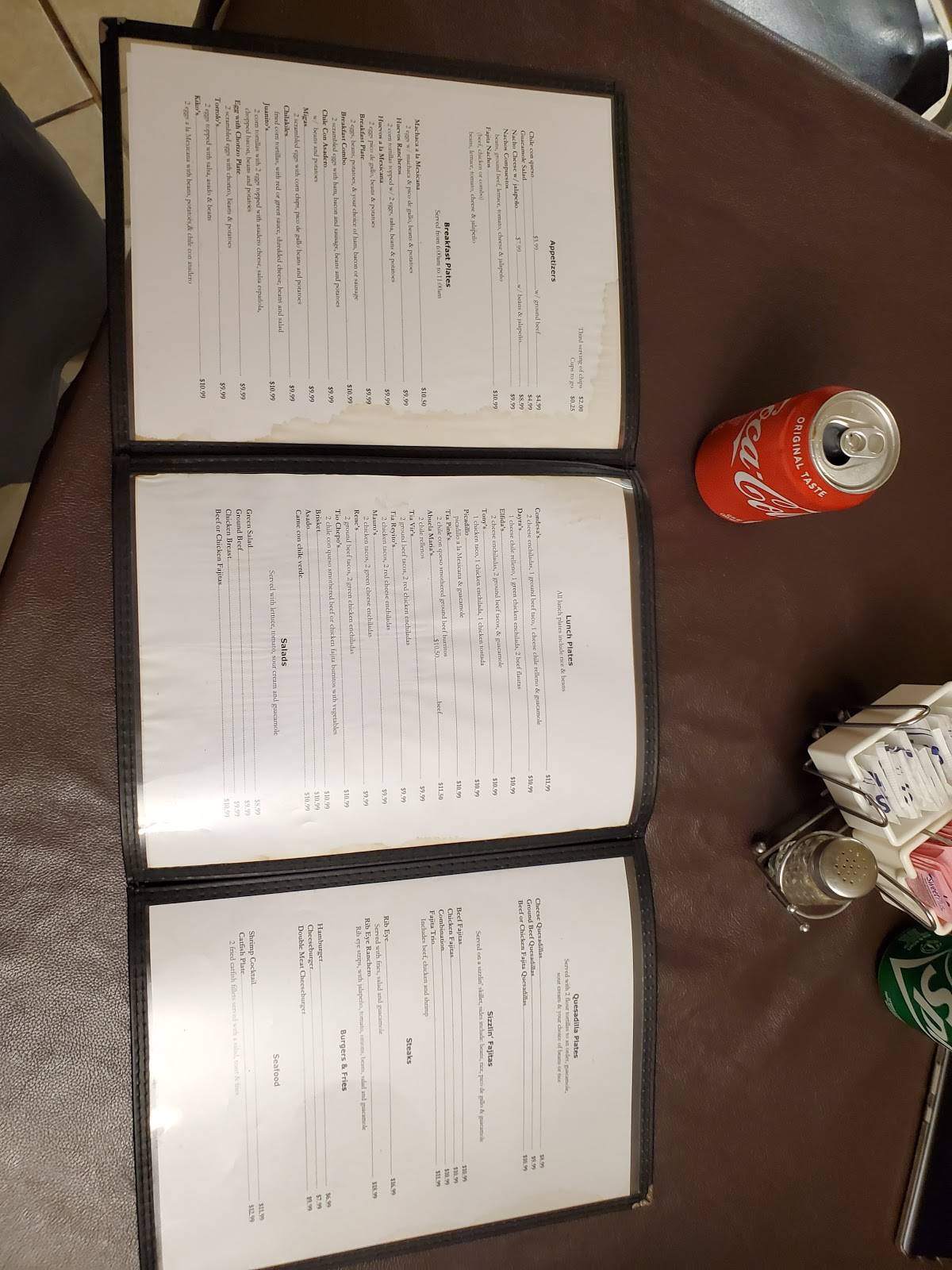 Menu at La Condesa restaurant, Midland