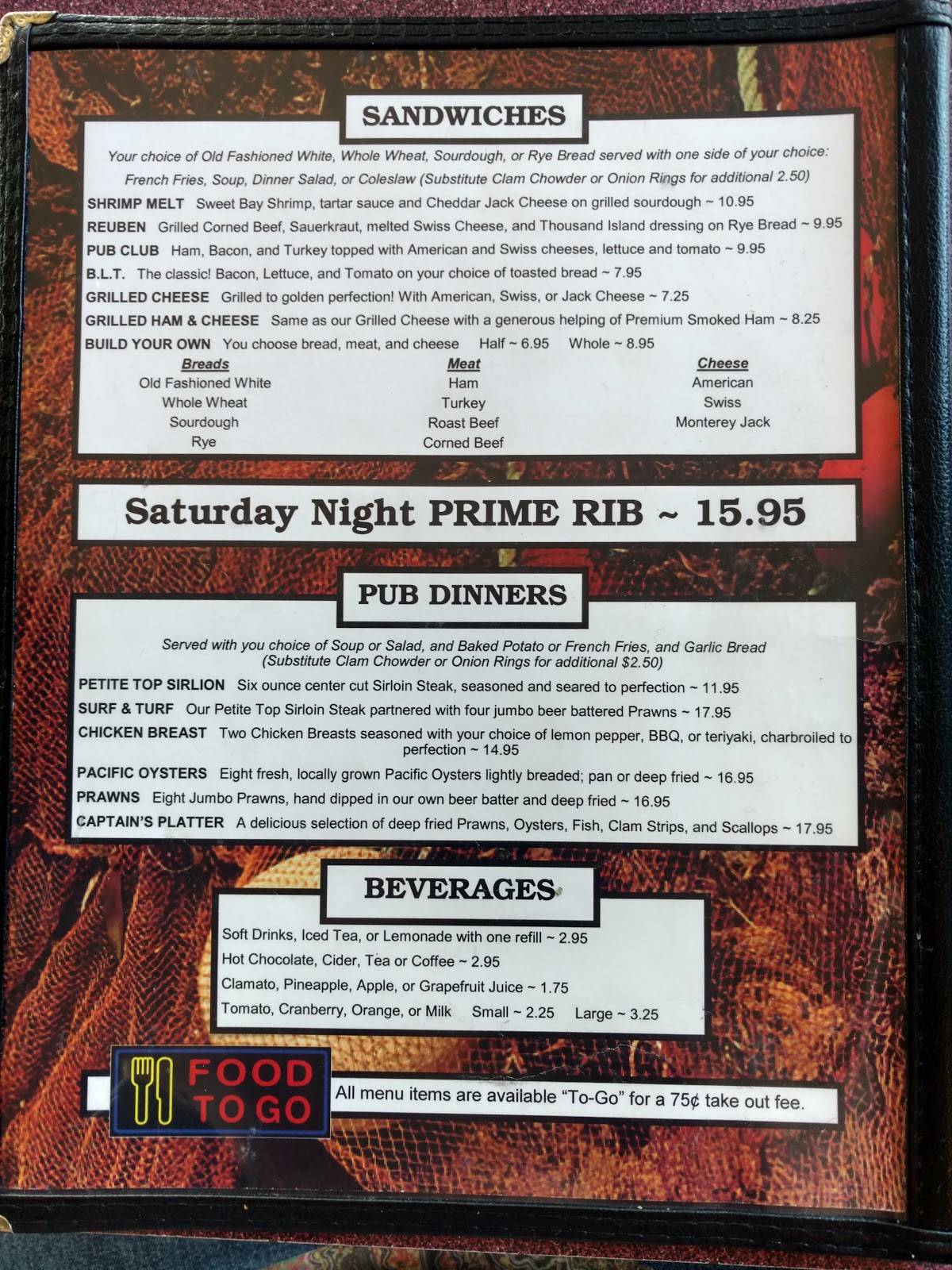 Menu at La Conner Pub & Eatery, La Conner
