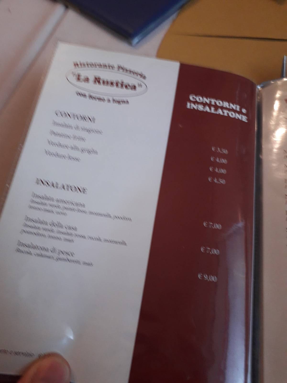 Menu da La Rustica pizzeria, Milano