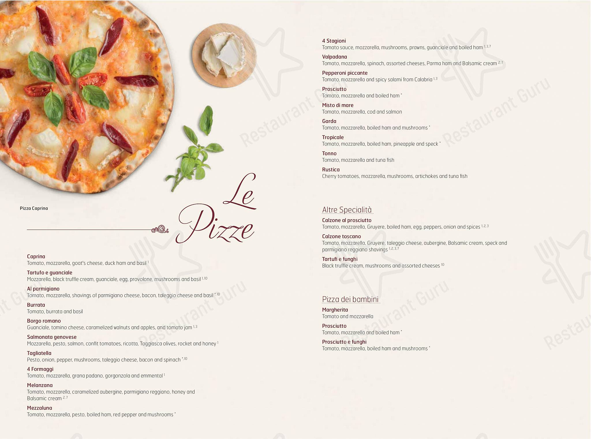 Carta de Restaurant La Tagliatella Frankfurt, Fráncfort