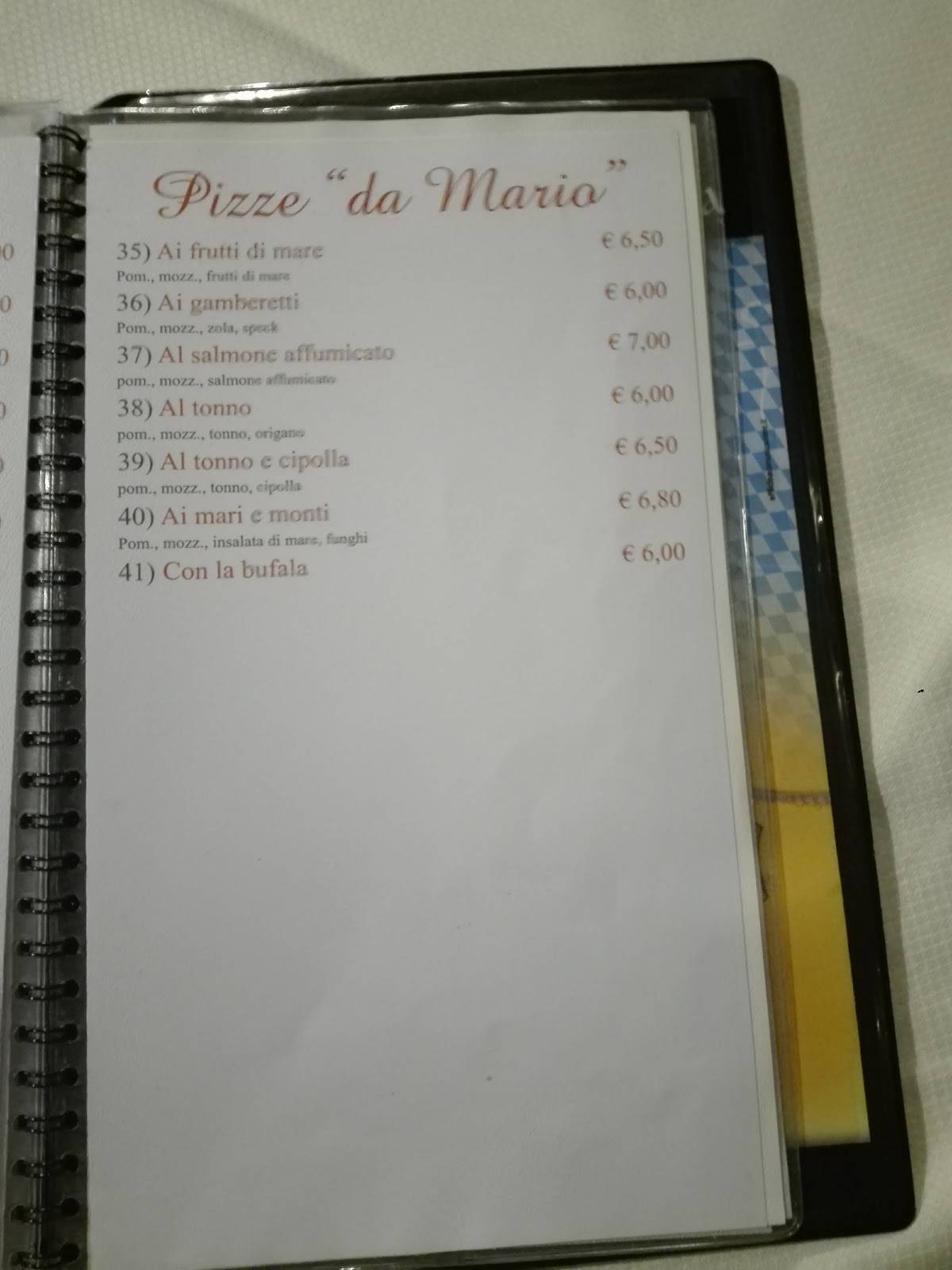 Menu da La Tana Da Mario ristorante, Gianico