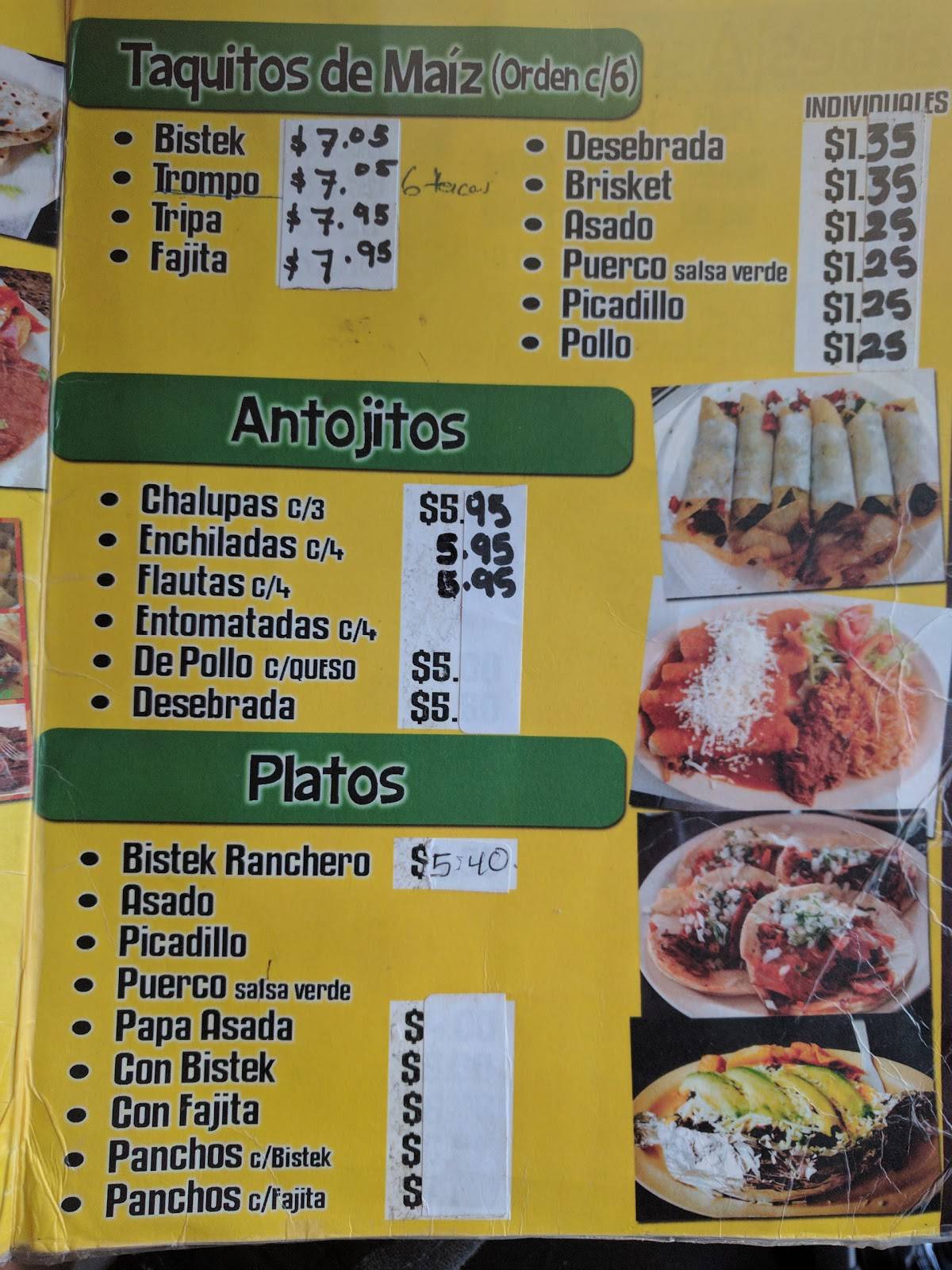 Menu at La Vaquita #1 San Benito restaurant, San Benito