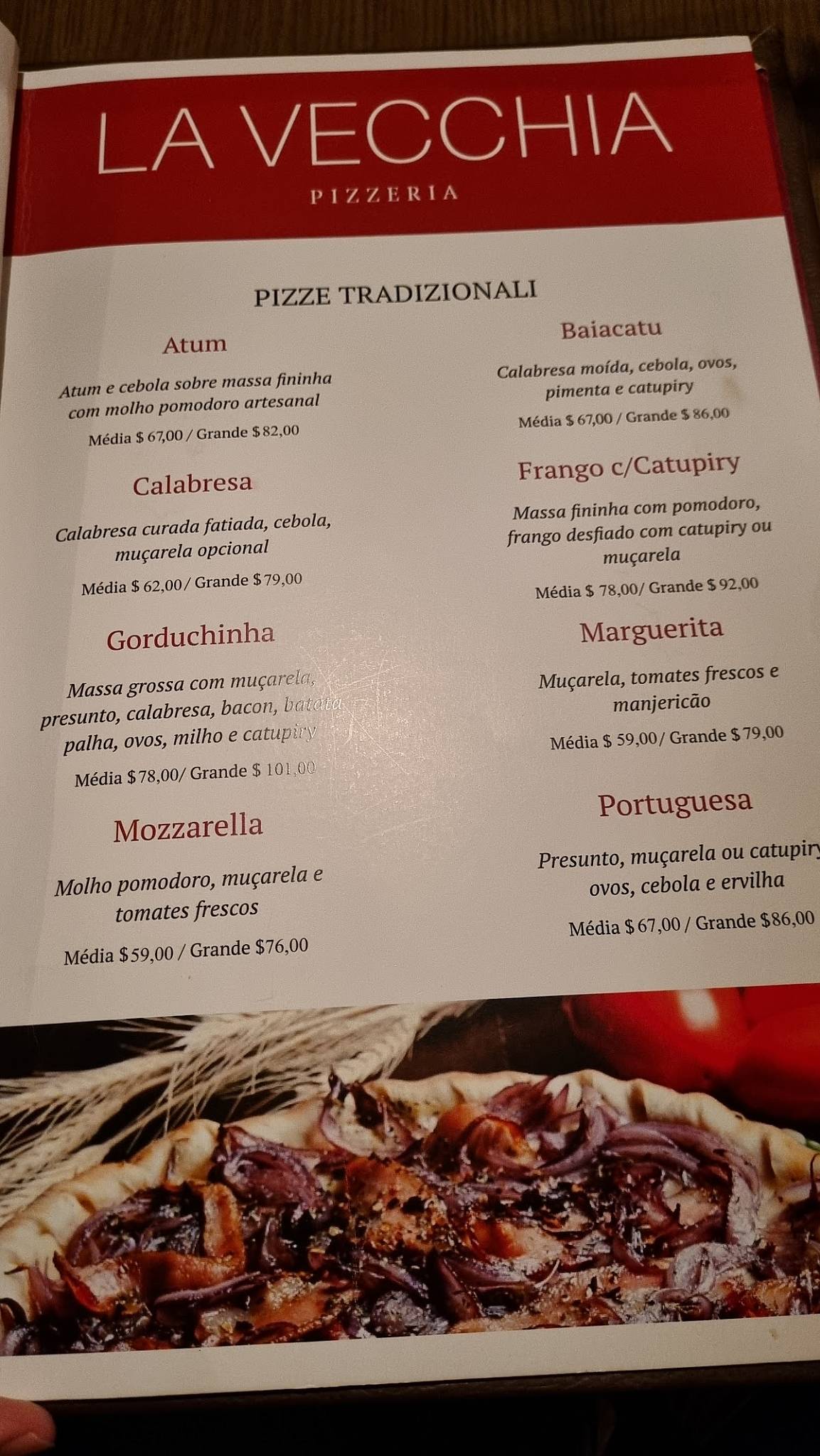 Menu em La Vecchia pizzaria, Aracaju