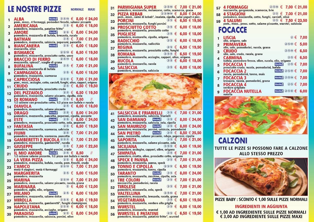 Menu da La Vera Pizza ristorante, Brugherio, Via S. Maurizio Al Lambro