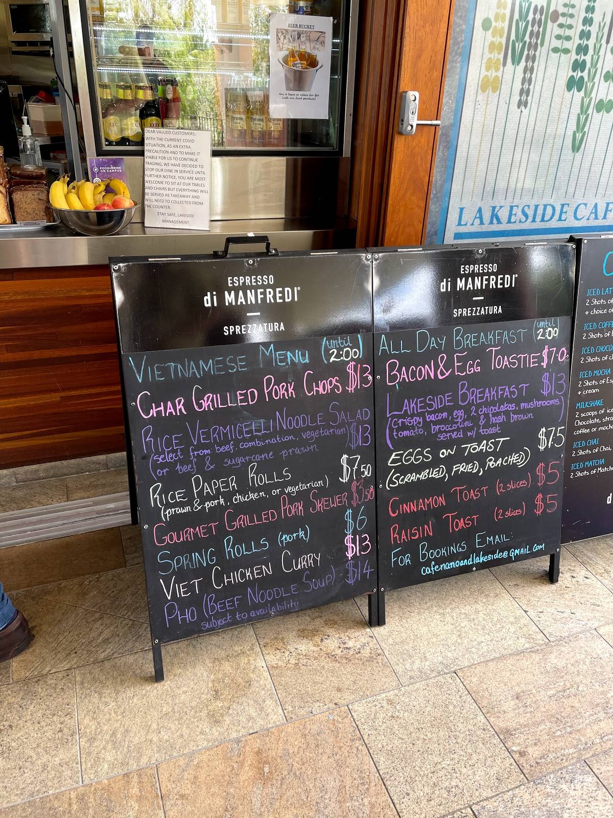 Menu at Lakeside Cafe, Brisbane City, Advanced Engineering Building