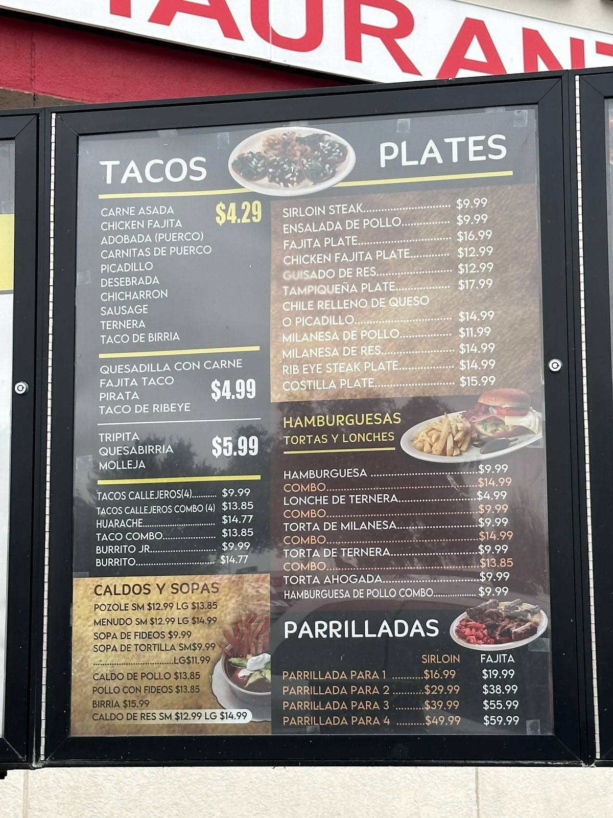 Menu at El Venado Restaurant, Laredo, San Dario Ave